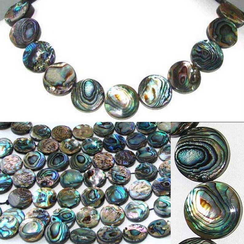 Natural Abalone Coin Shaped Bead Strand 18x4mm 22 Beads - Etsy