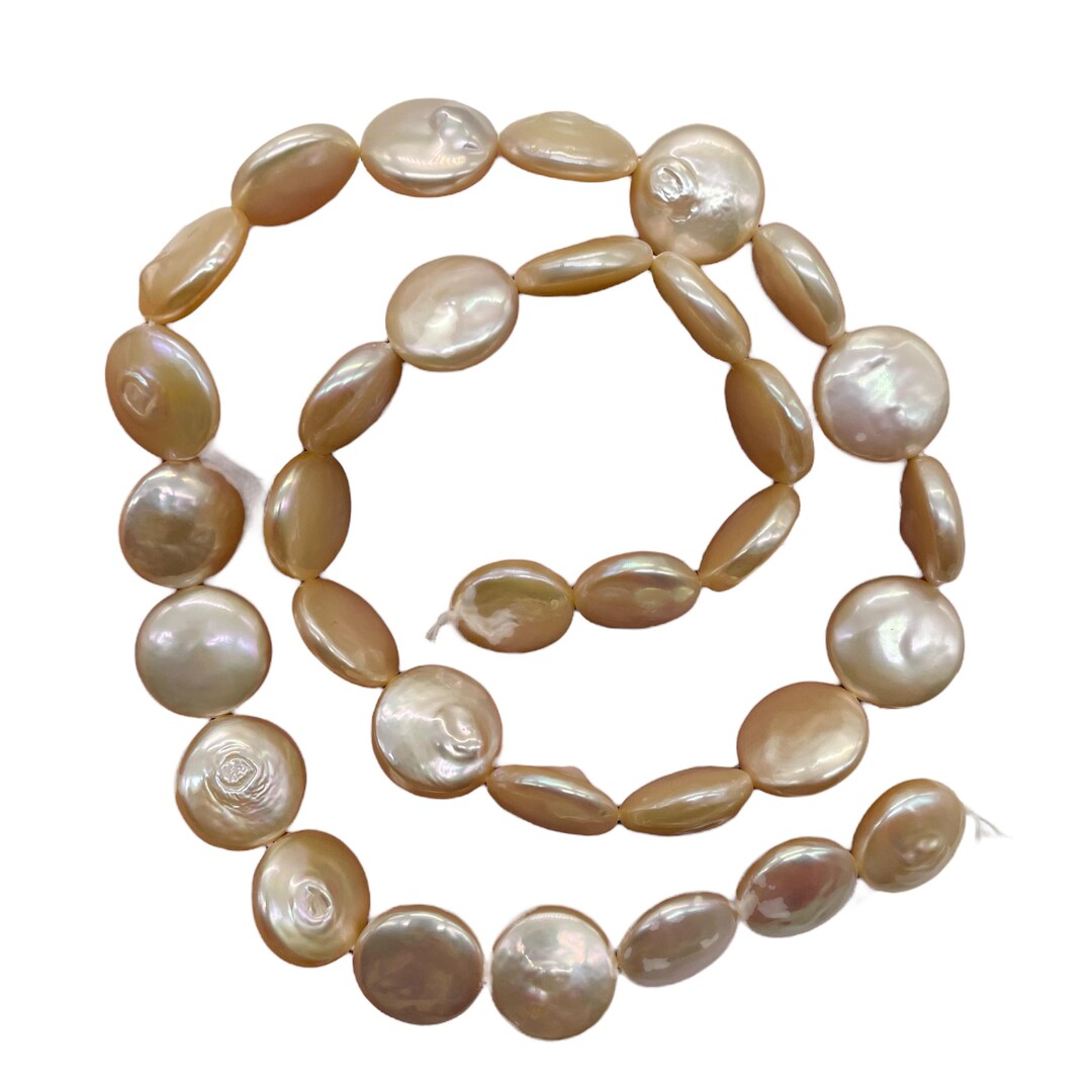Peach Coin Pearl Strand: Natural Freshwater Pearls (13-12mm) - Etsy