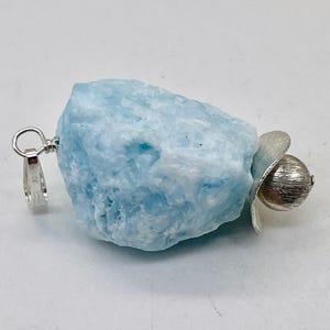 Hemimorphite Sterling Silver Natural Pendant | 1" Long | Blue | 1 ...