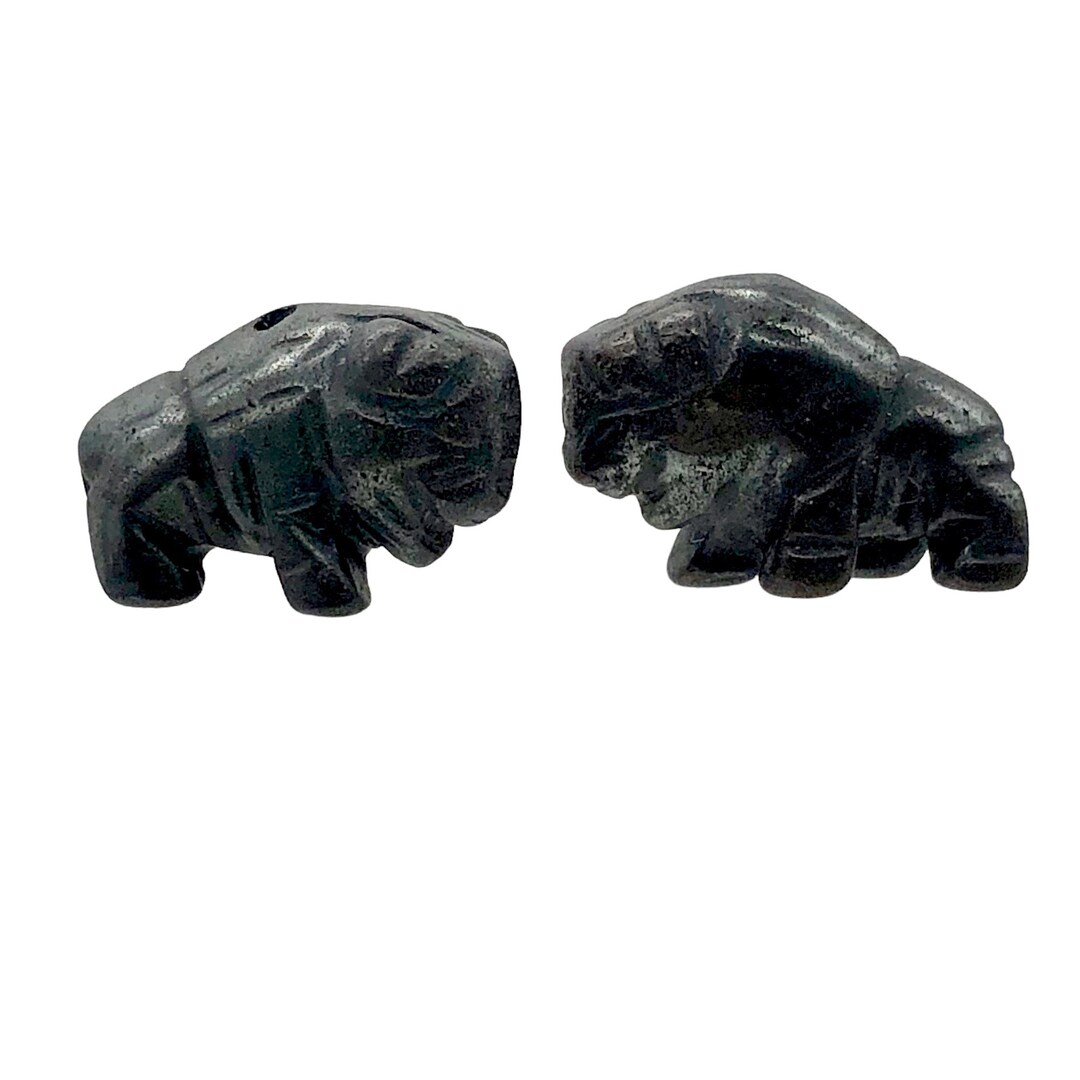 Stability 2 Hematite Bison / Buffalo Animal Beads 21x14x8mm Silver ...