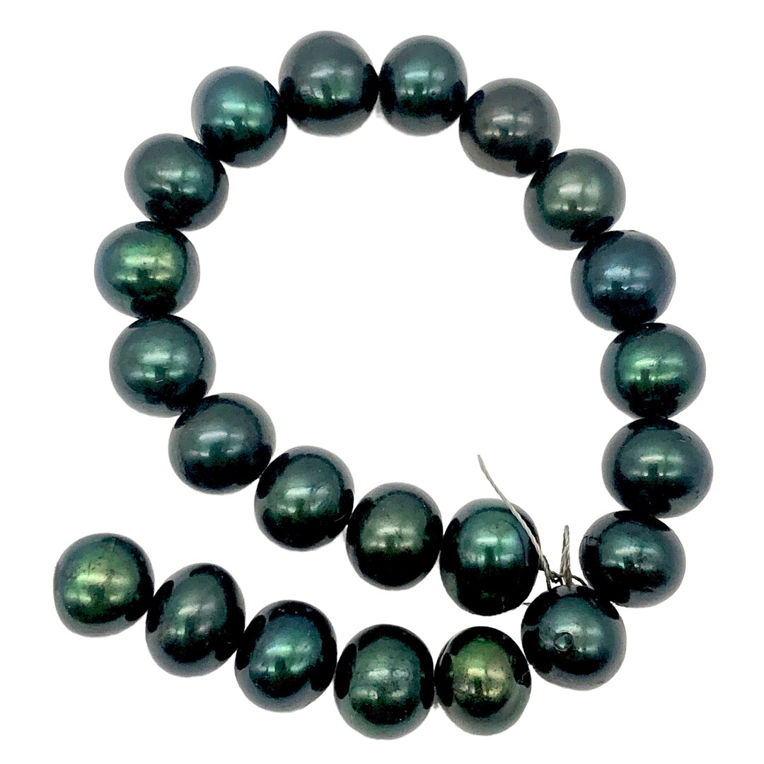 Midnight Emerald Green FreshWater Pearl 21 Strang | 22 Perlen| 9mm bis ...
