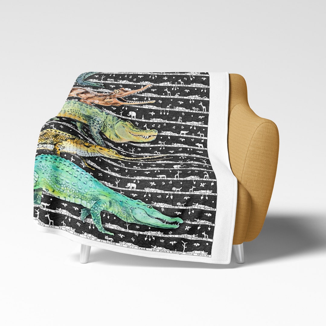 Crocodile Fleece Blanket, Alligator Throw, Crocodile Art Gift ...