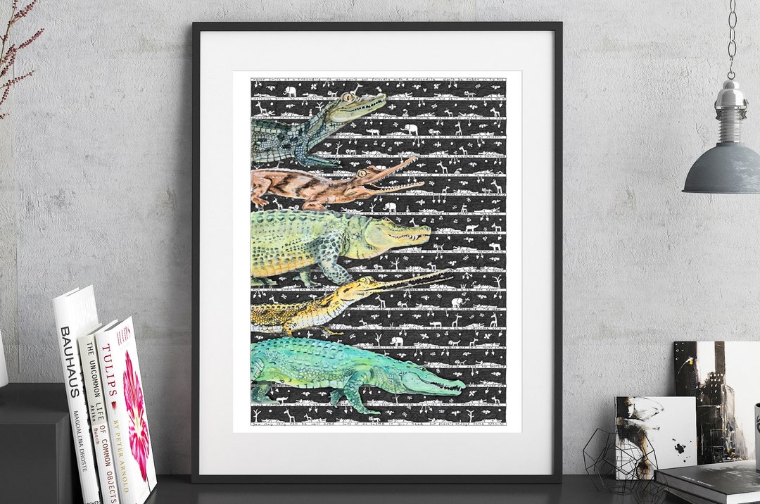 Crocodile Art Print: 5 Unique Crocodiles + Wild Animals | Wildlife ...