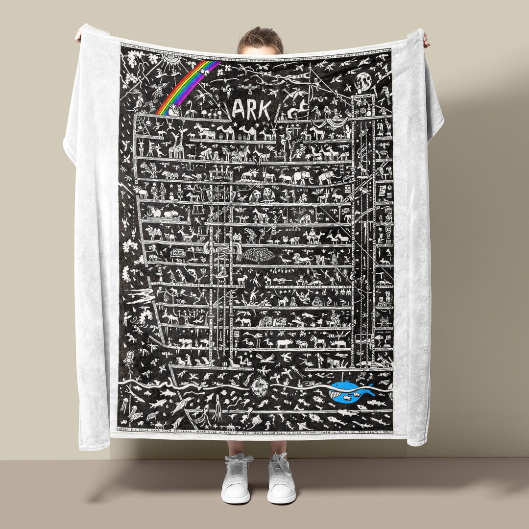 Noahs Ark Fleece Blanket, Hand Drawn Artwork, Noah's Ark, Animals ...