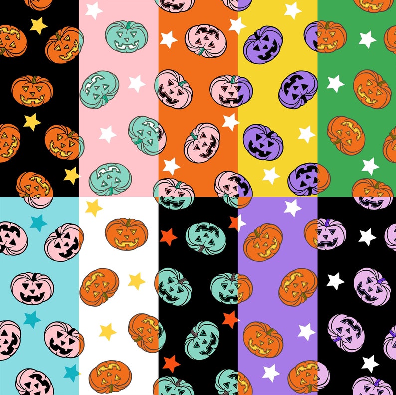 Printable Seamless Patterns -pumpkins Halloween - Digital Scrapbook ...