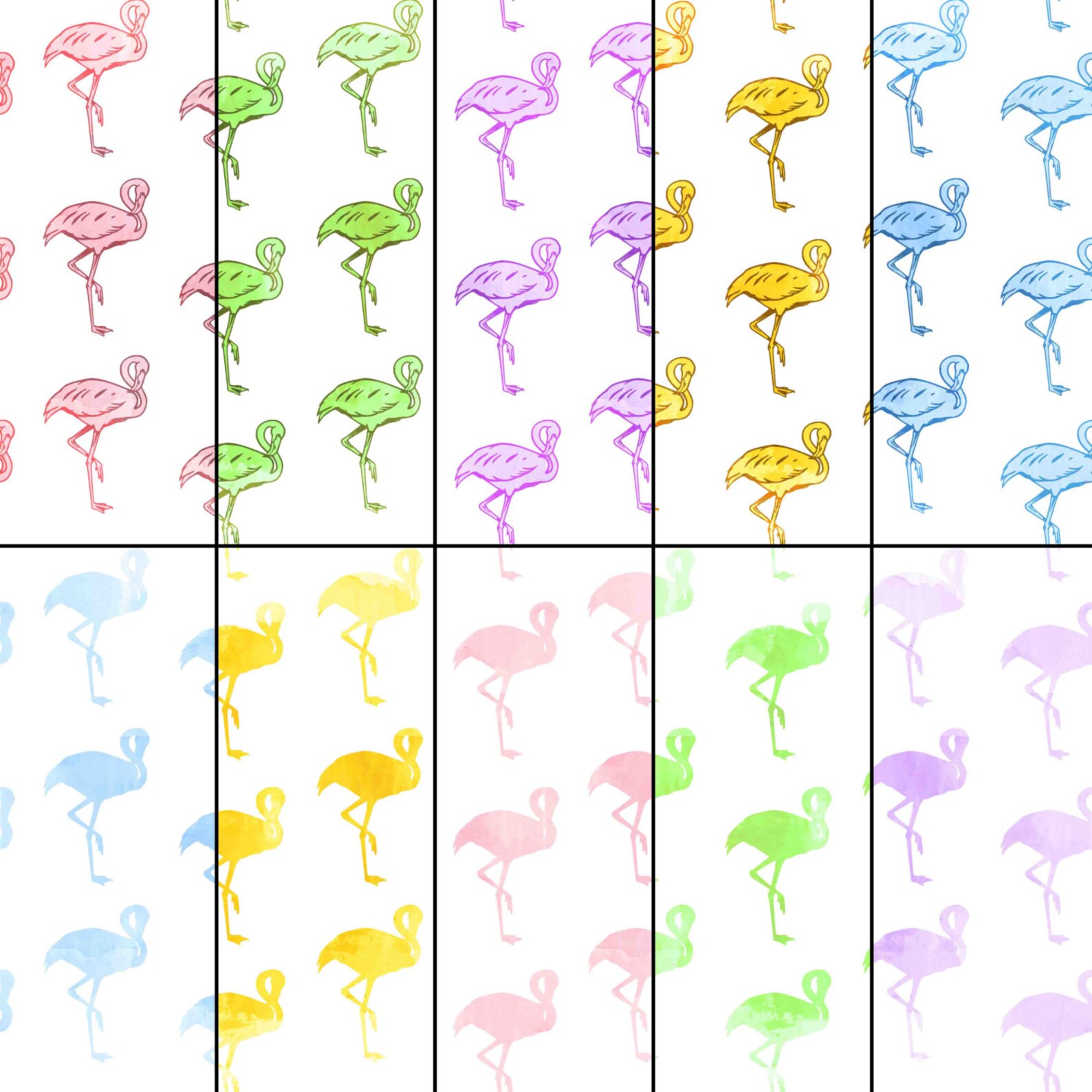 Printable Seamless Patterns Flamingo Watercolor Pack - Etsy