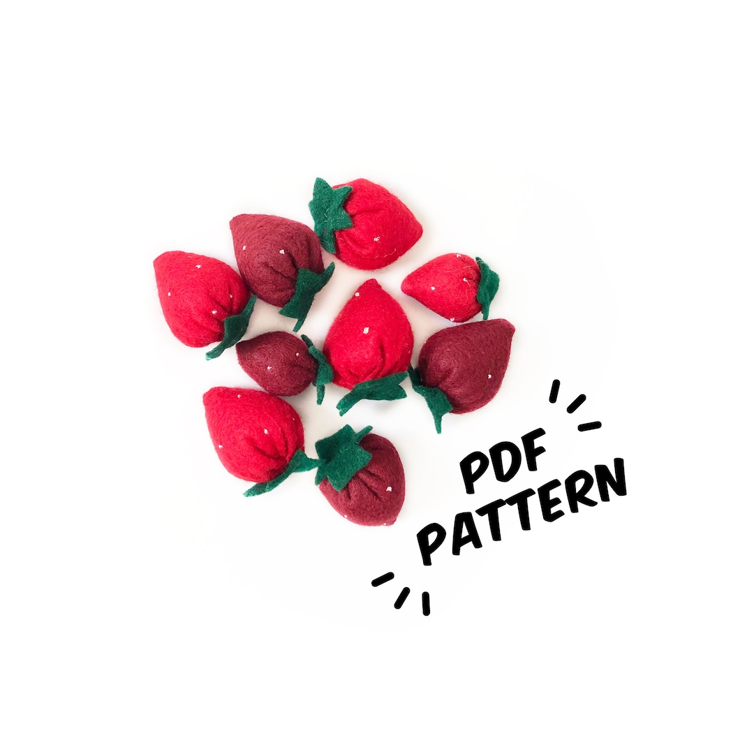 Strawberry PDF Felt Pattern - Easy Play Food DIY Template ...