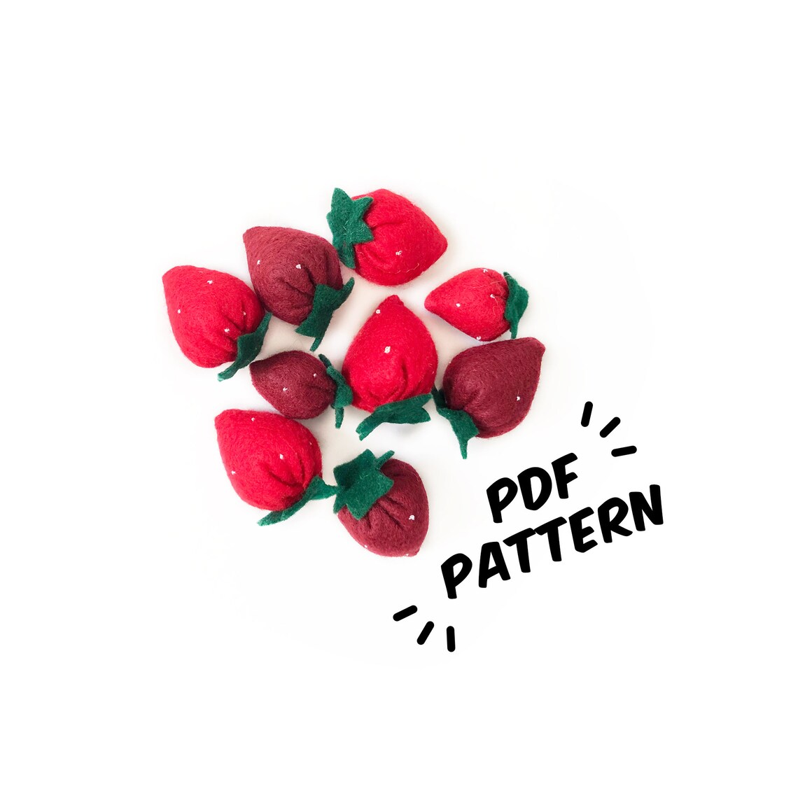 Strawberry PDF Felt Pattern Easy Play Food DIY Template & | Etsy