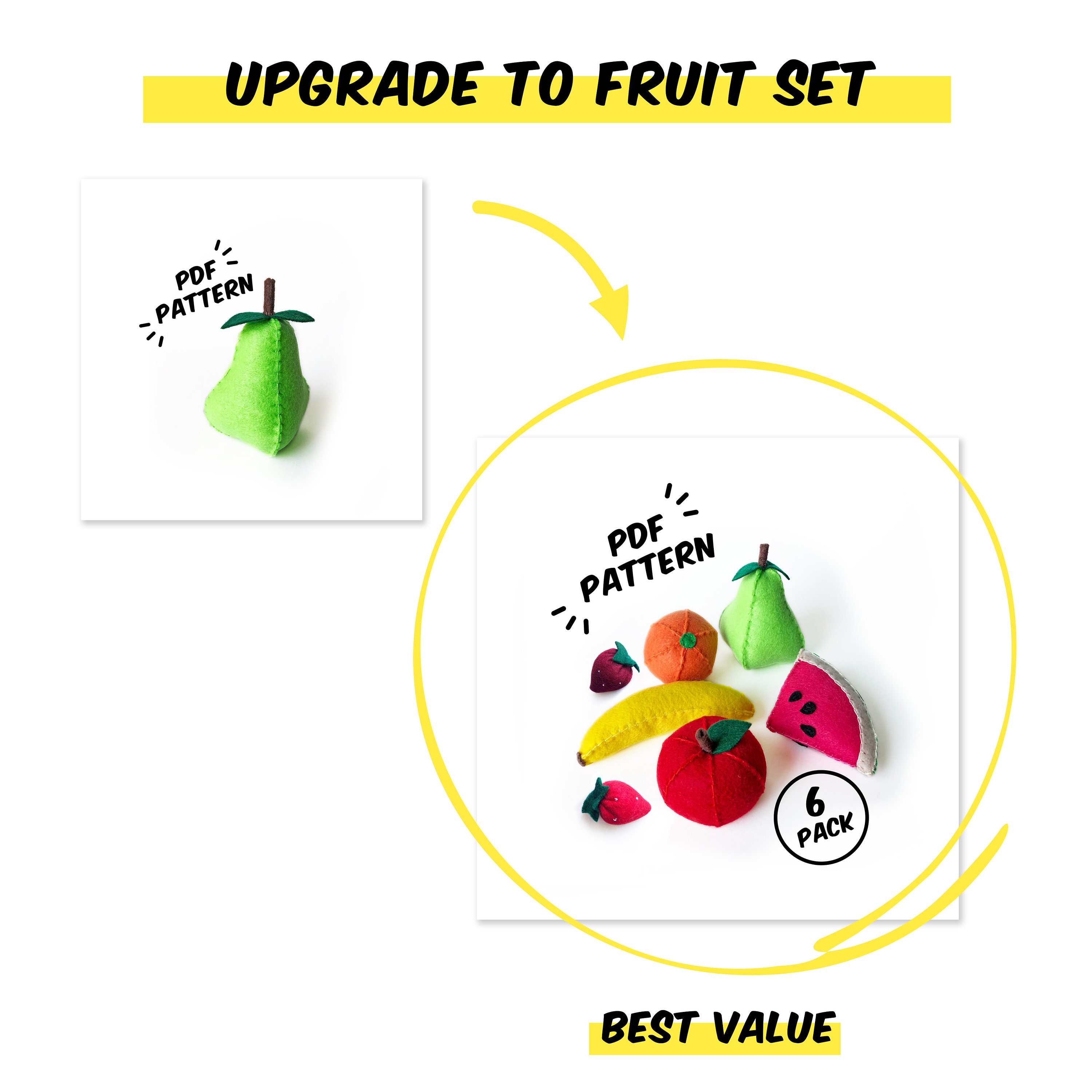 Pear PDF Felt Pattern Easy Play Food DIY Template & - Etsy