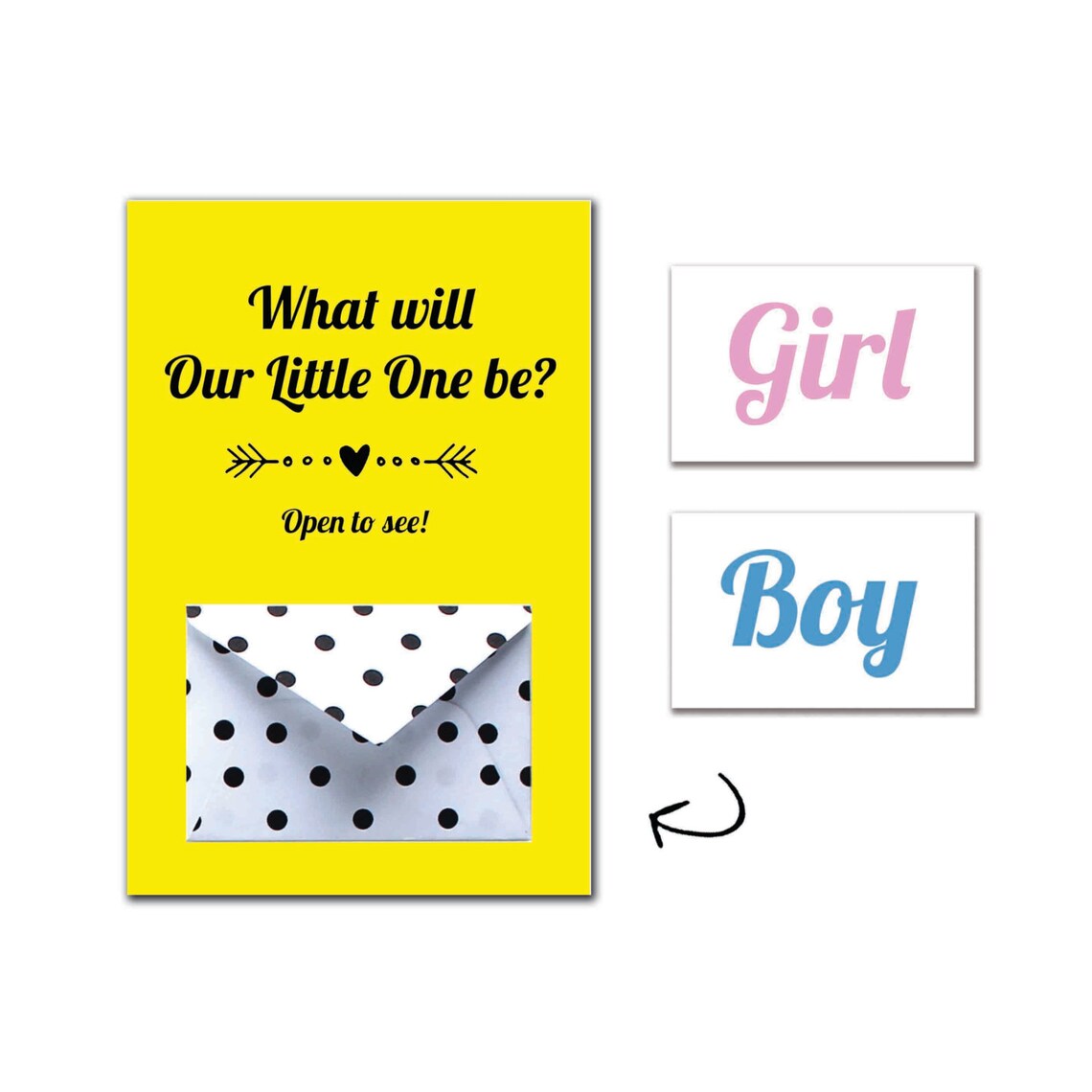 Printable Baby Gender Reveal Card Set Baby Announcement Kit Polka Dots ...