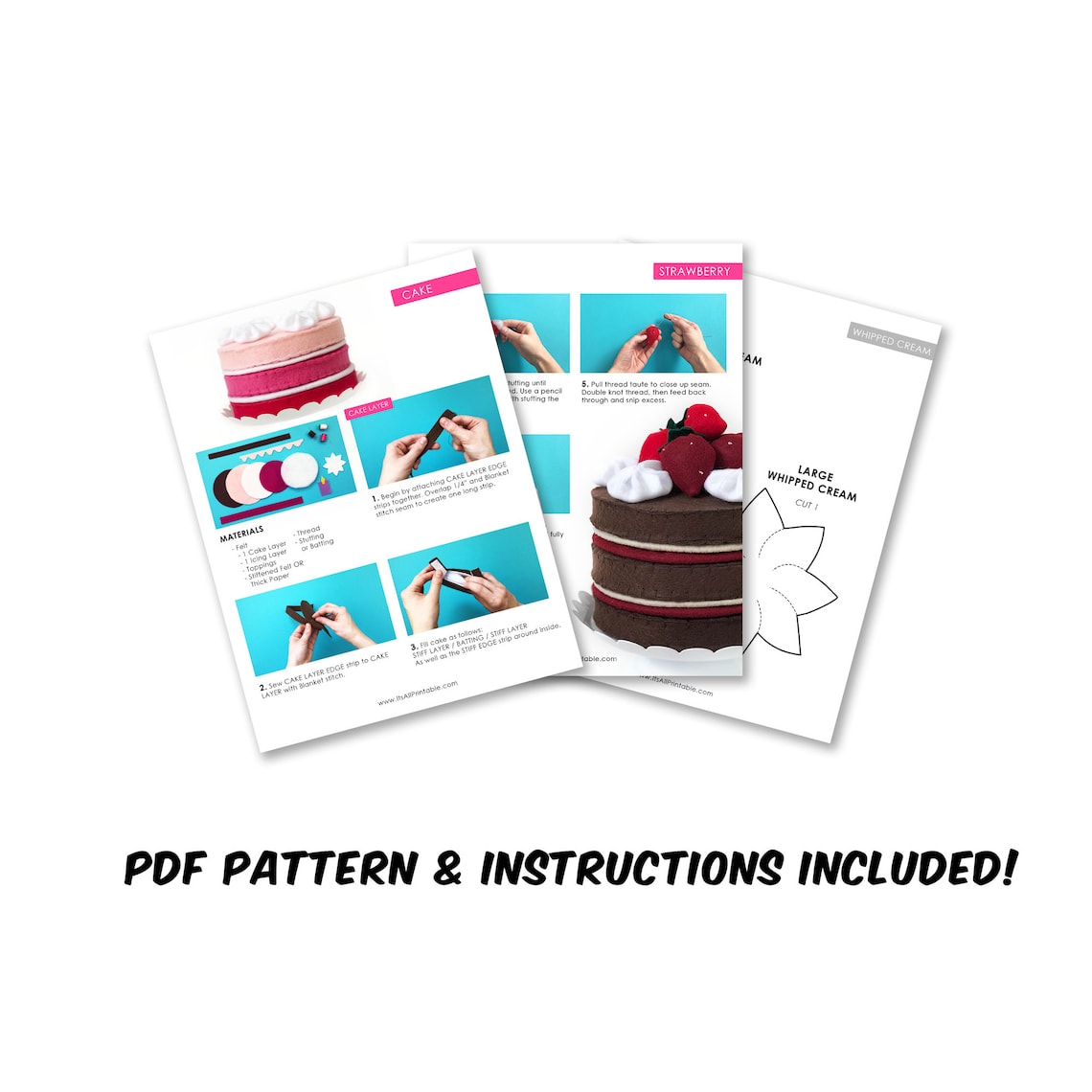 Cake PDF Felt Pattern Easy Play Food DIY Template & - Etsy