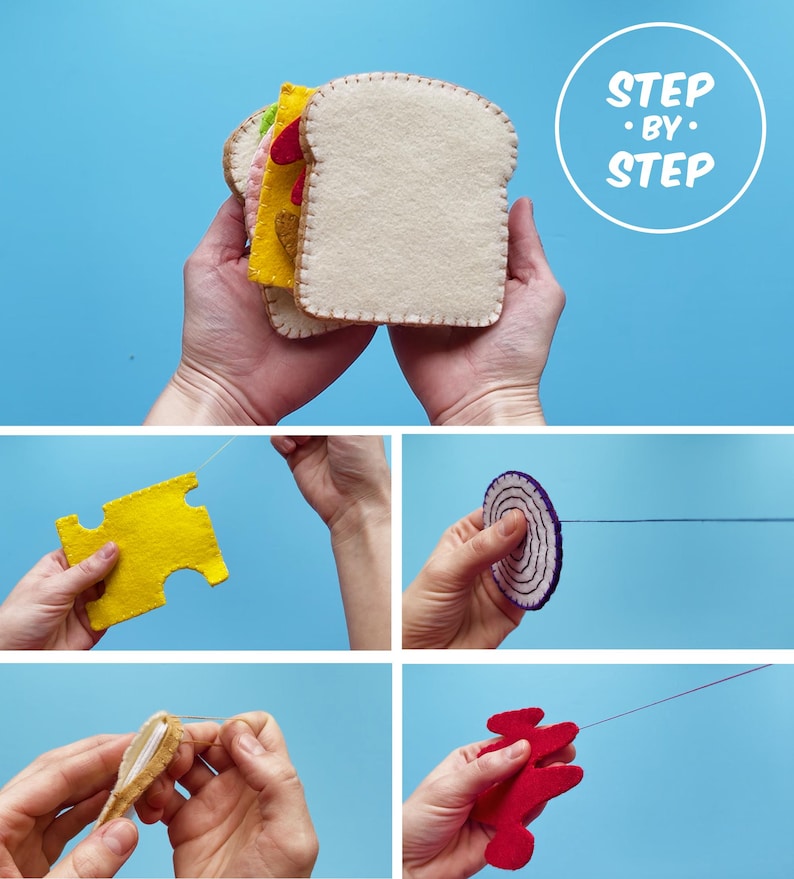 Sandwich Set PDF Felt Pattern - Easy Play Food DIY Template ...