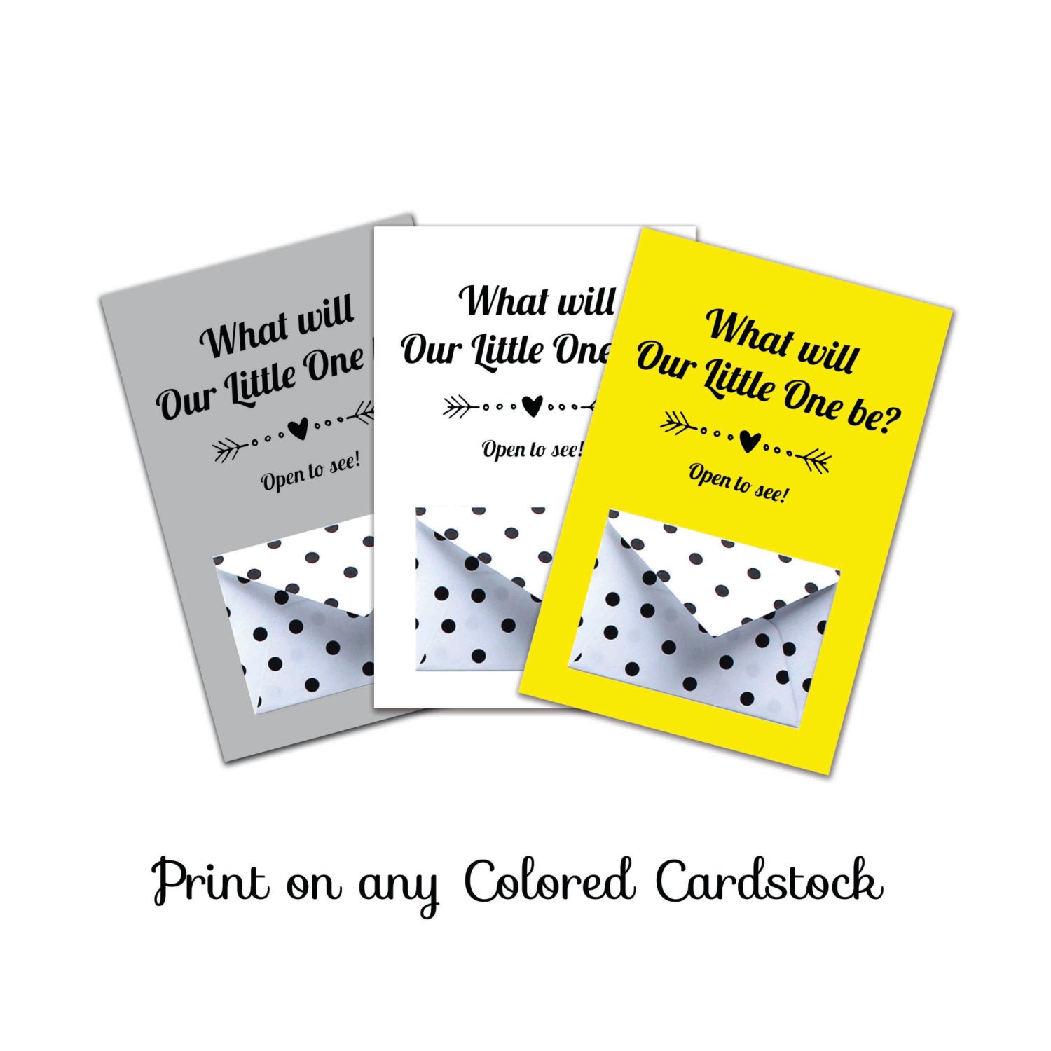 Printable Baby Gender Reveal Card Set - Baby Announcement Kit - Polka ...