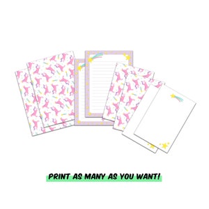 Printable Stationery Set - Unicorn - Notes / Card / Gift Tag / Envelope ...
