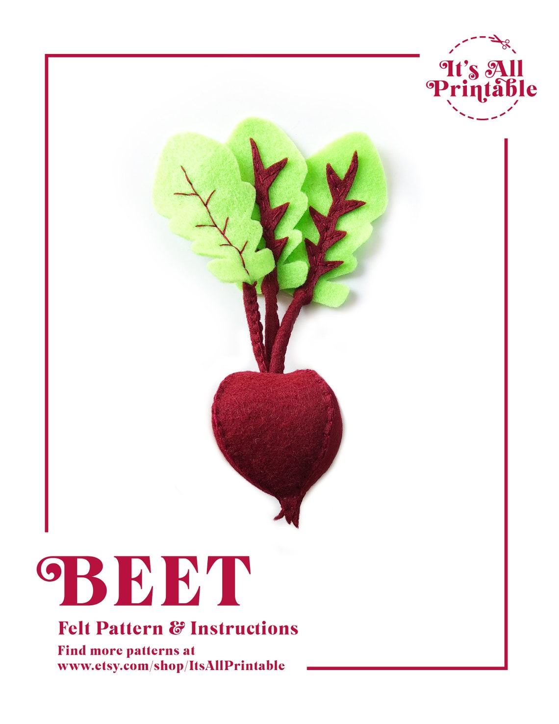 Beet PDF Felt Pattern Easy Play Food DIY Template & - Etsy