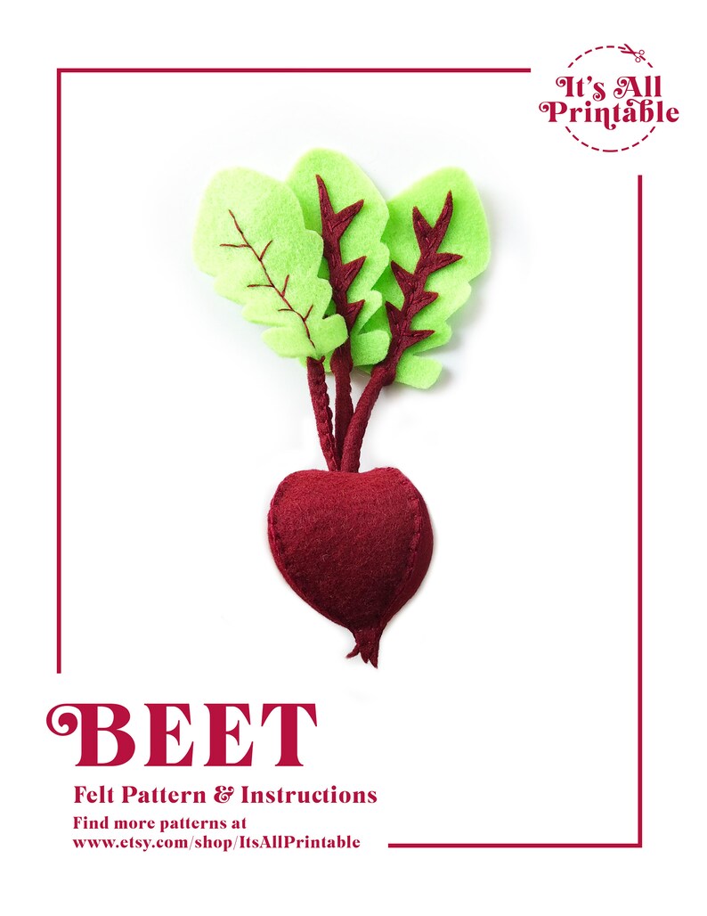 Beet PDF Felt Pattern Easy Play Food DIY Template & - Etsy