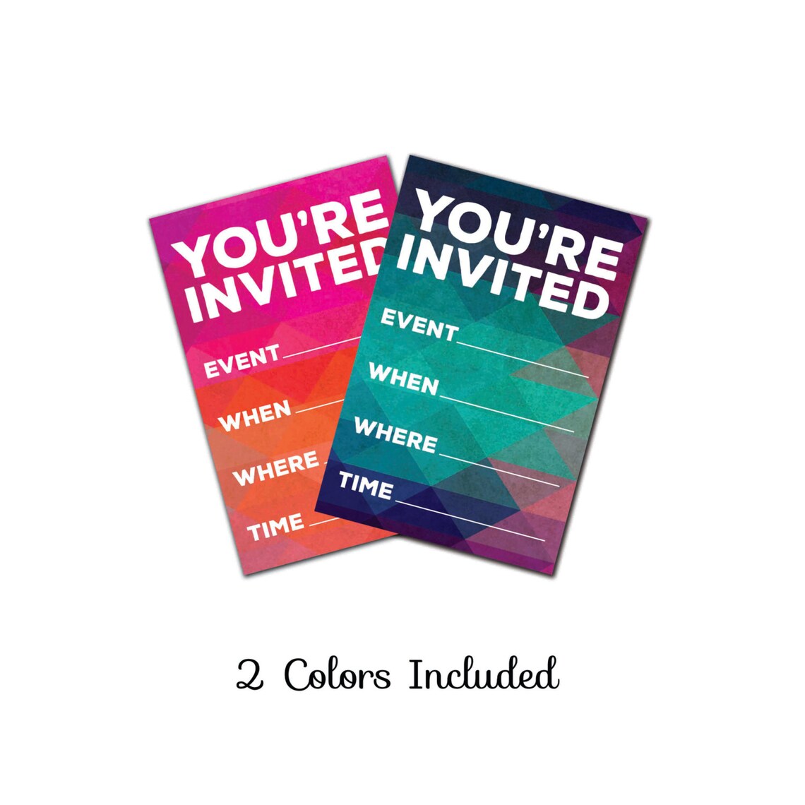 Printable Party Invitation Set You're Invited Colored | Etsy