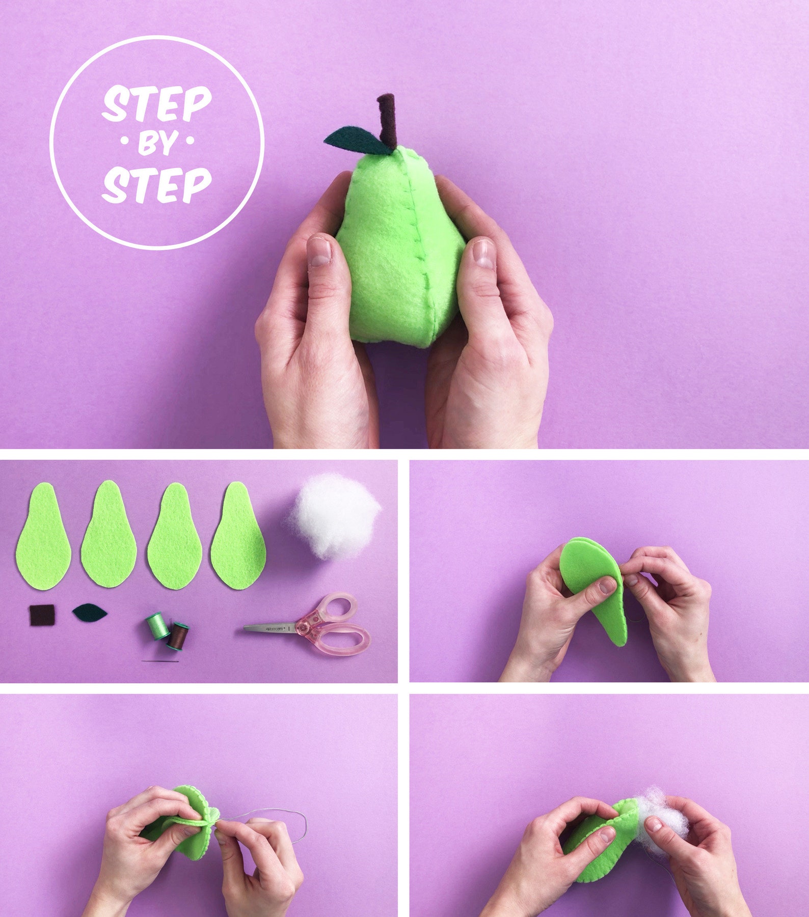 Pear PDF Felt Pattern - Easy Play Food DIY Template & Instructions - Etsy
