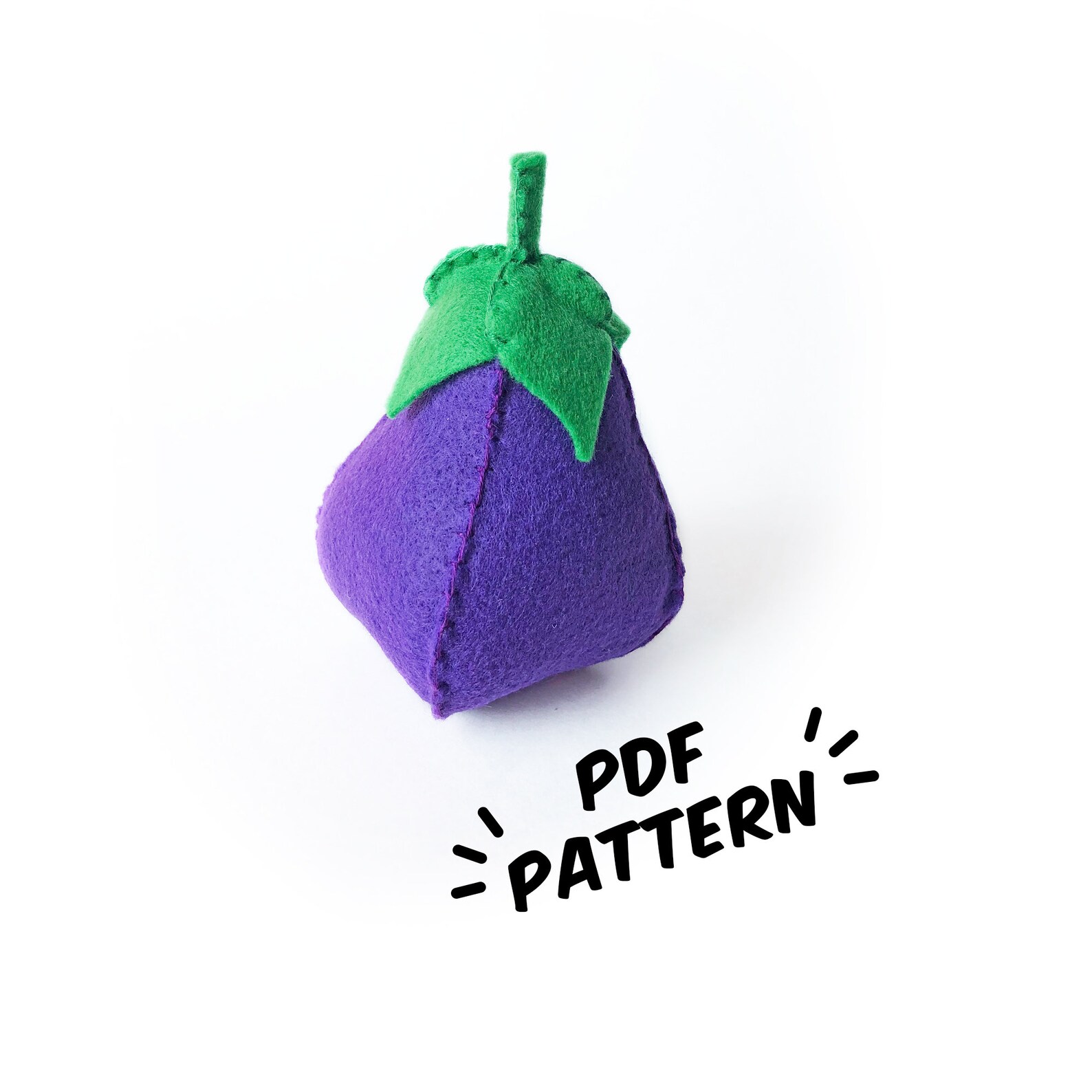 Eggplant PDF Felt Pattern Easy Play Food DIY Template & - Etsy