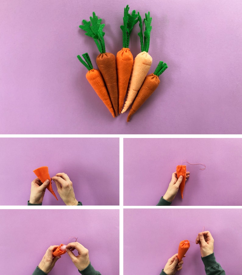 Carrot PDF Felt Pattern Easy Play Food DIY Template & | Etsy