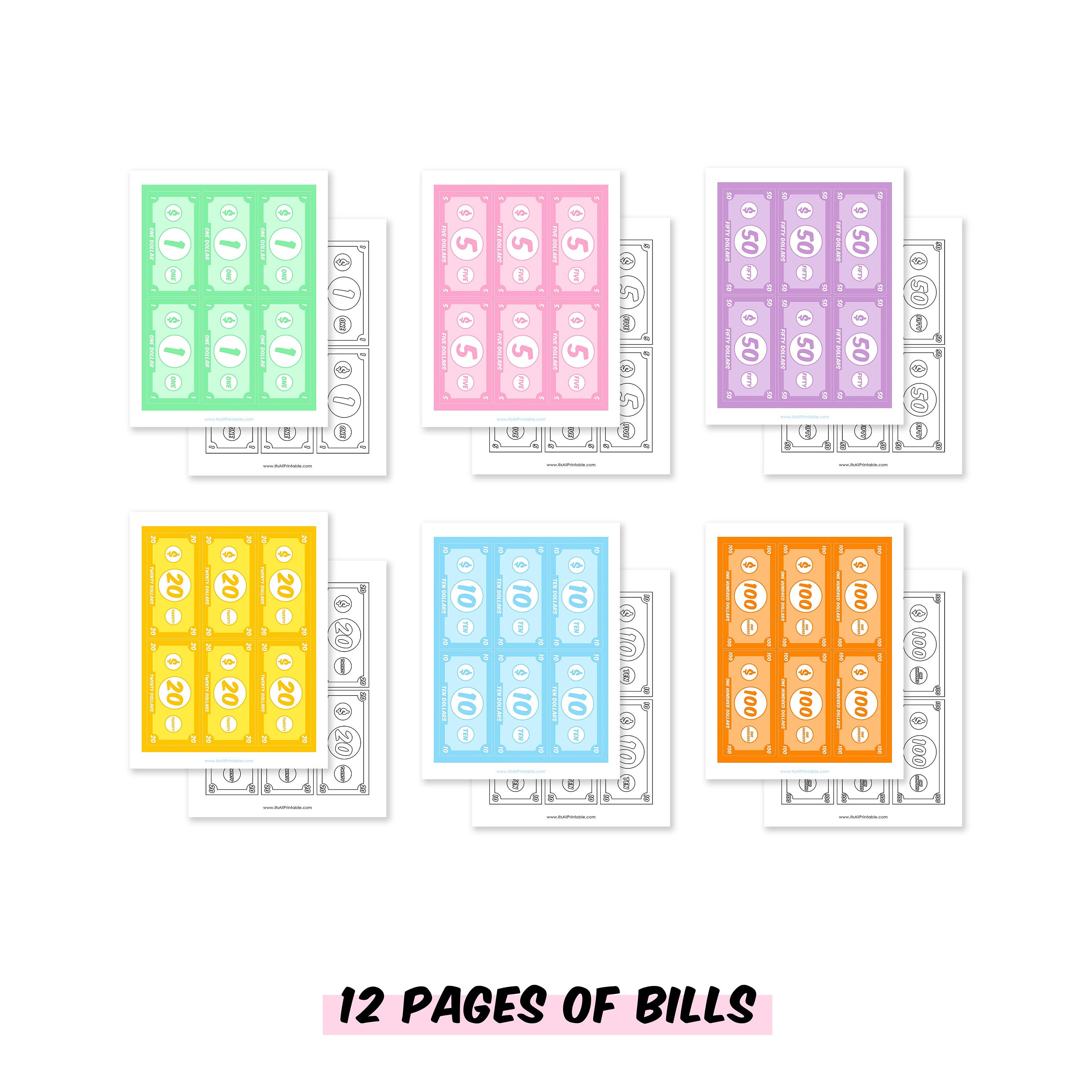 Kids Pretend Play Printable - Play Money - Basic Set - Etsy