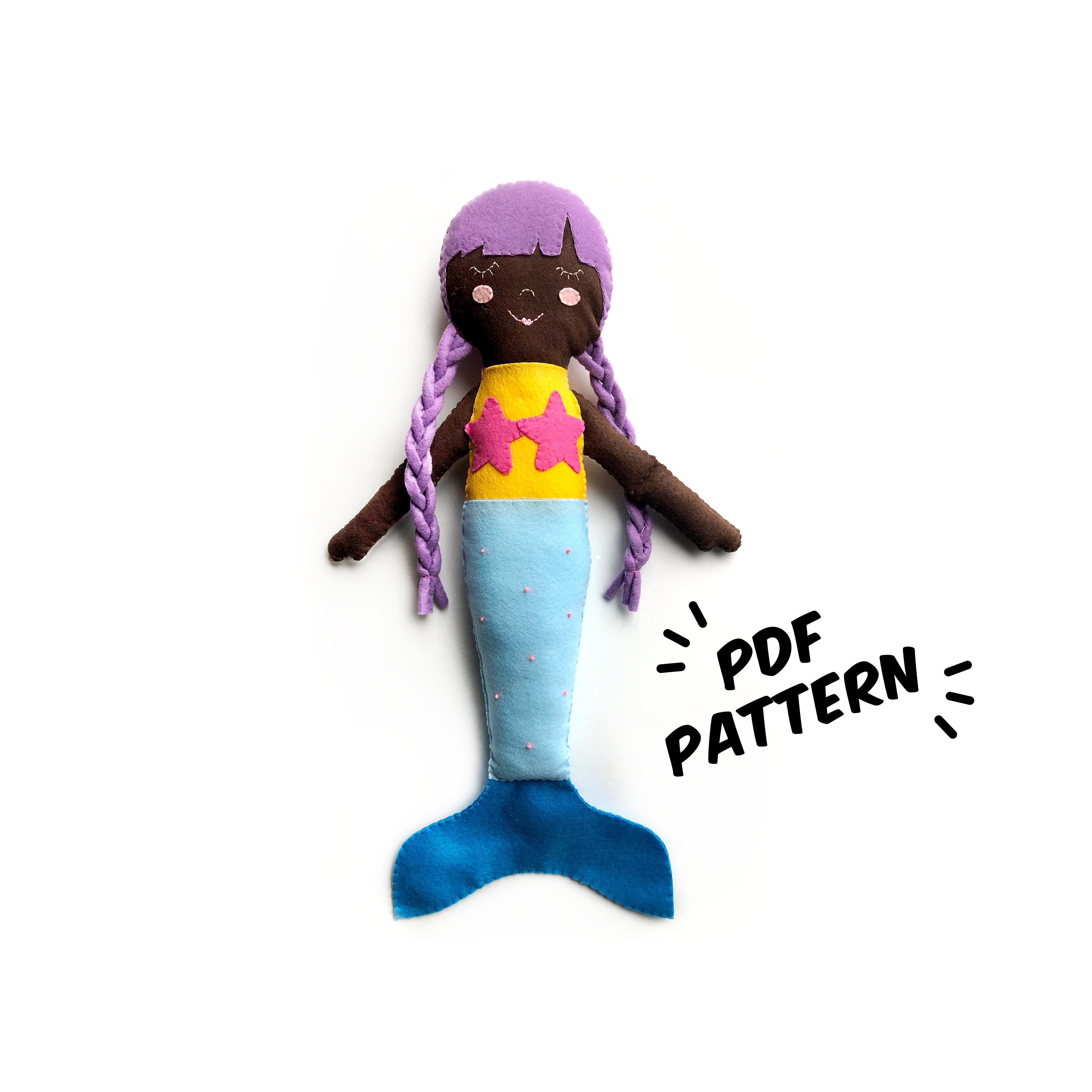 Mermaid PDF Felt Pattern Easy Doll DIY Template & Instructions - Etsy