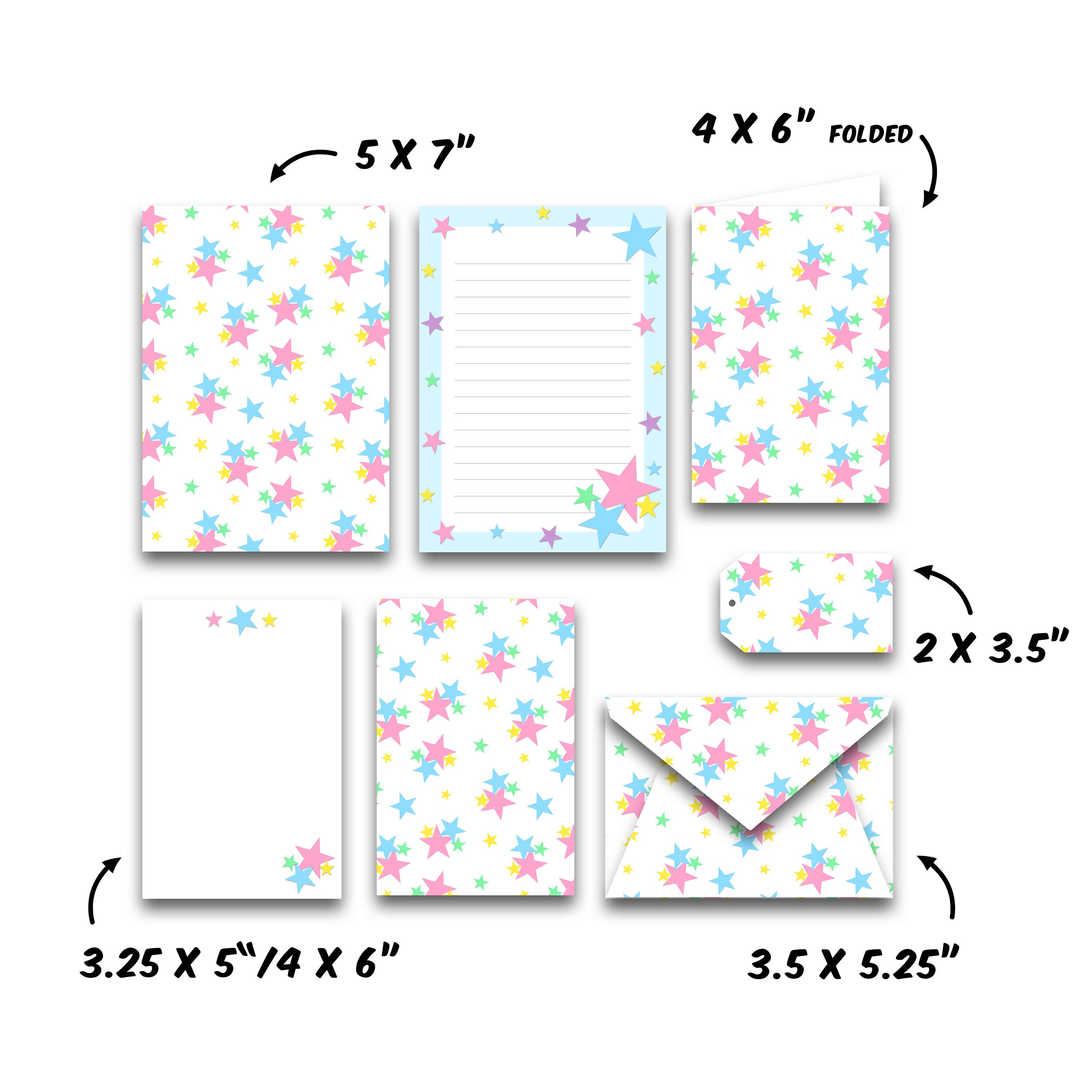 Printable Stationery Set Stars Notes / Card / Gift Tag / Envelope - Etsy