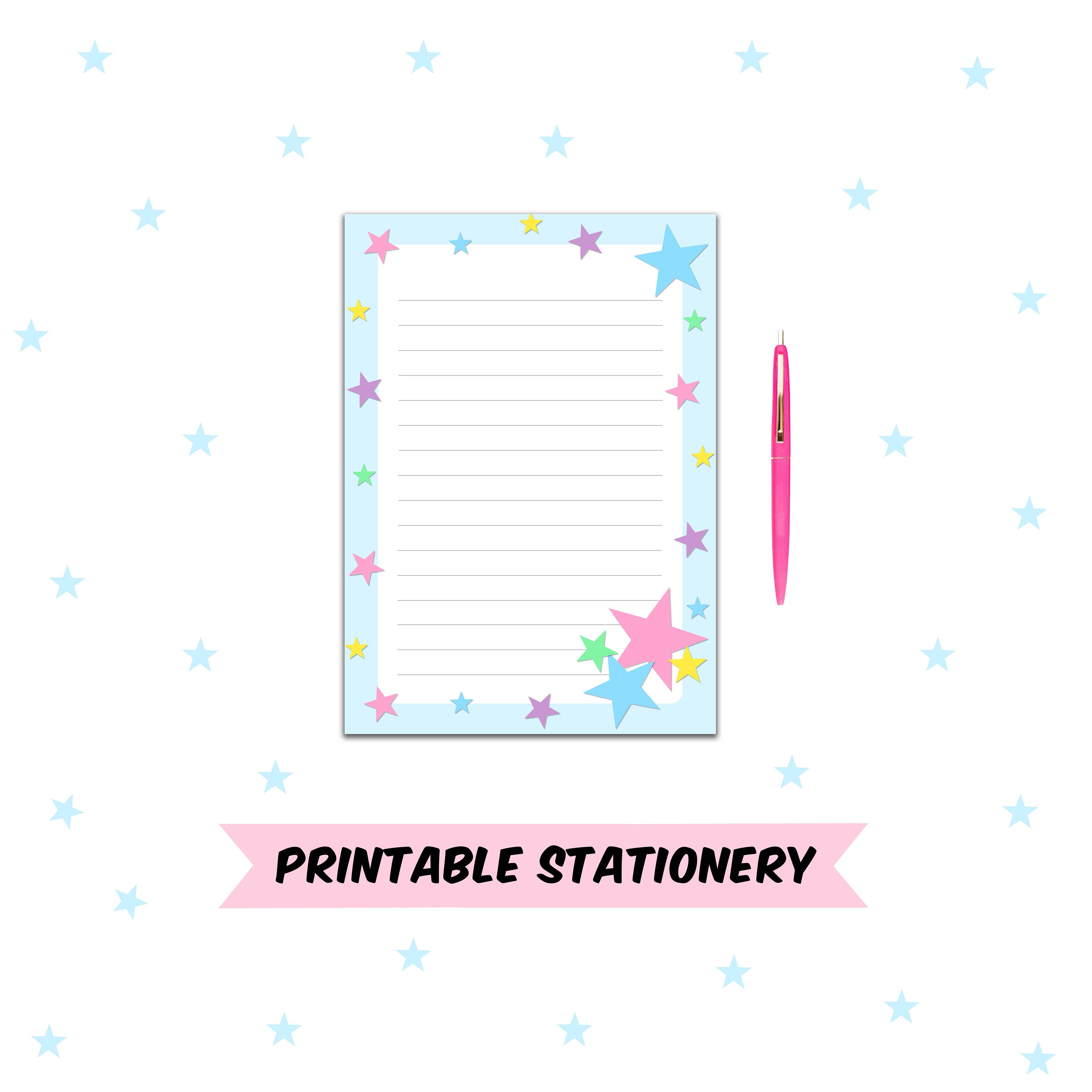 Printable Stationery Set - Stars - Notes / Card / Gift Tag / Envelope ...
