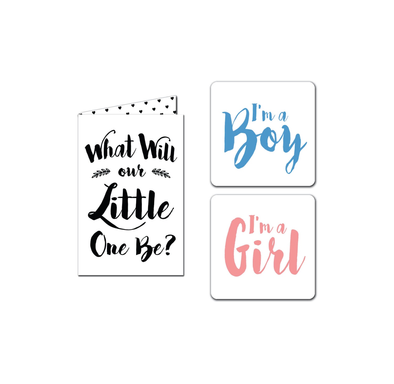 Printable Baby Gender Reveal Card Set Baby Announcement Kit Leaf - Etsy