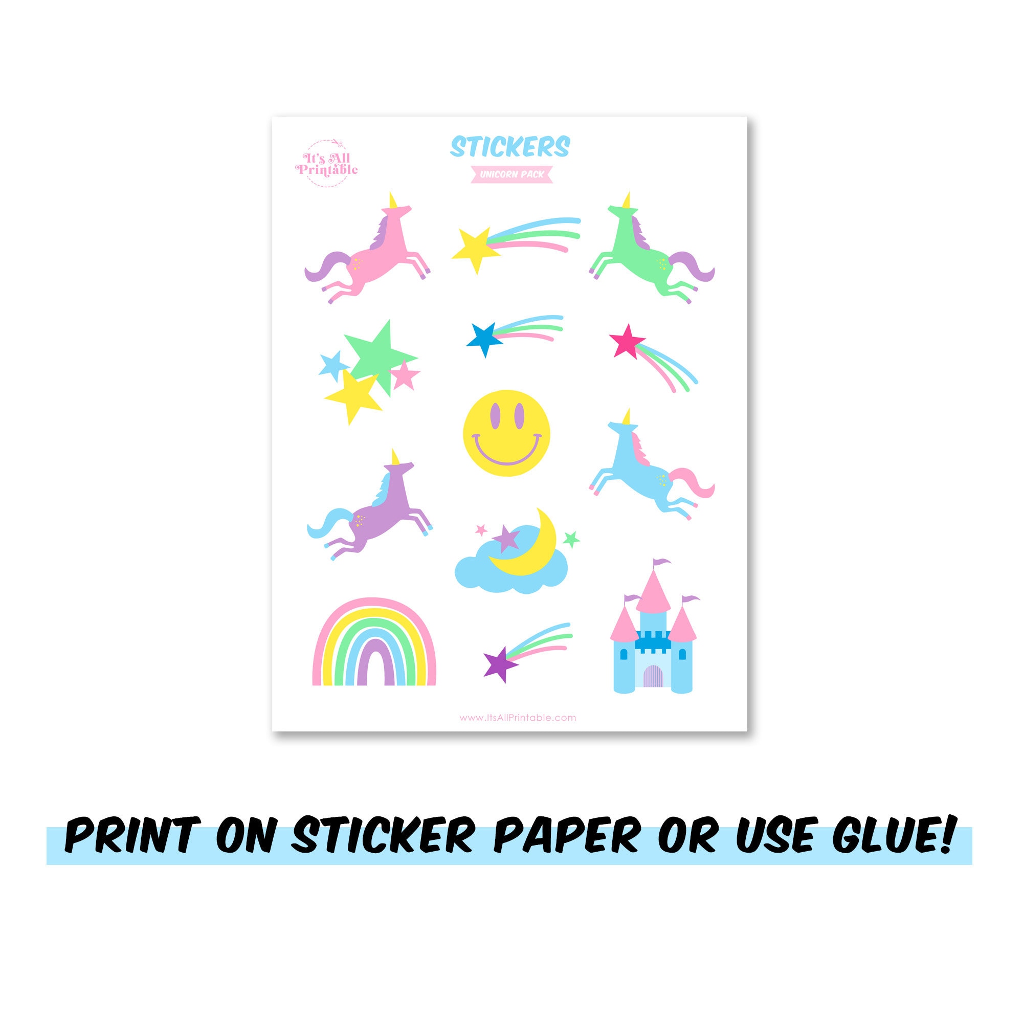 Printable Stickers - Kids Craft - Unicorn Pack - Easy Indoor Activity ...