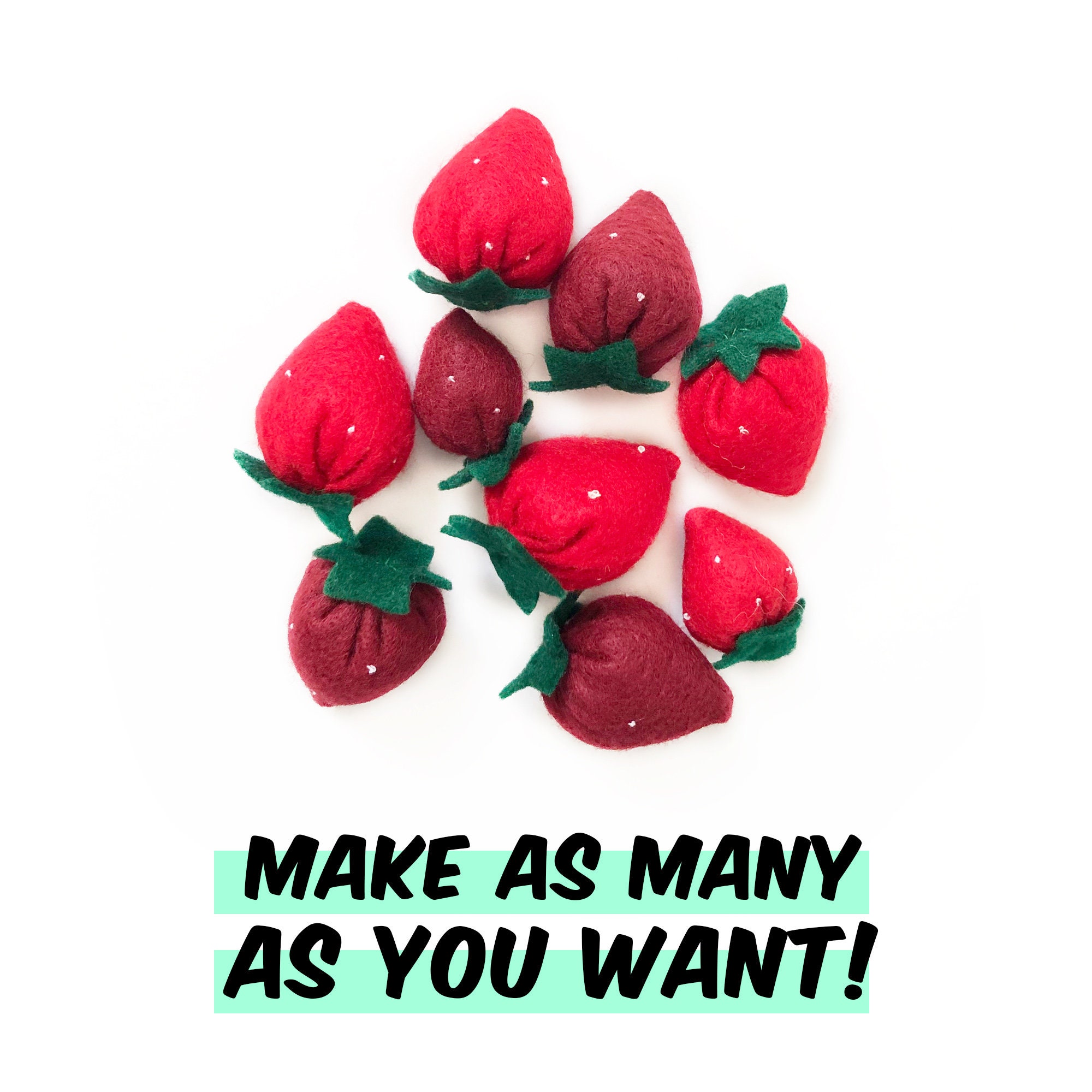 Strawberry PDF Felt Pattern - Easy Play Food DIY Template ...