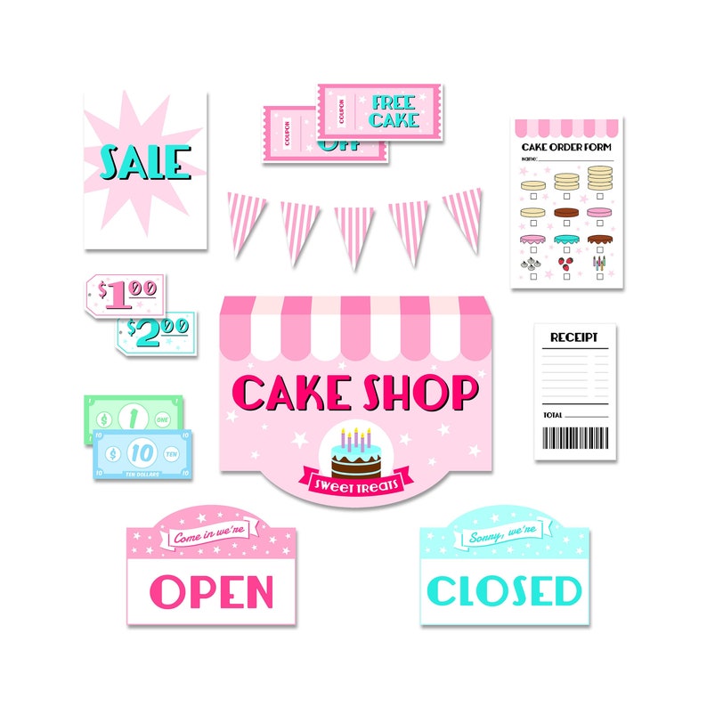 Kids Pretend Dramatic Play Printable Cake Shop Bakery Store Set - Etsy