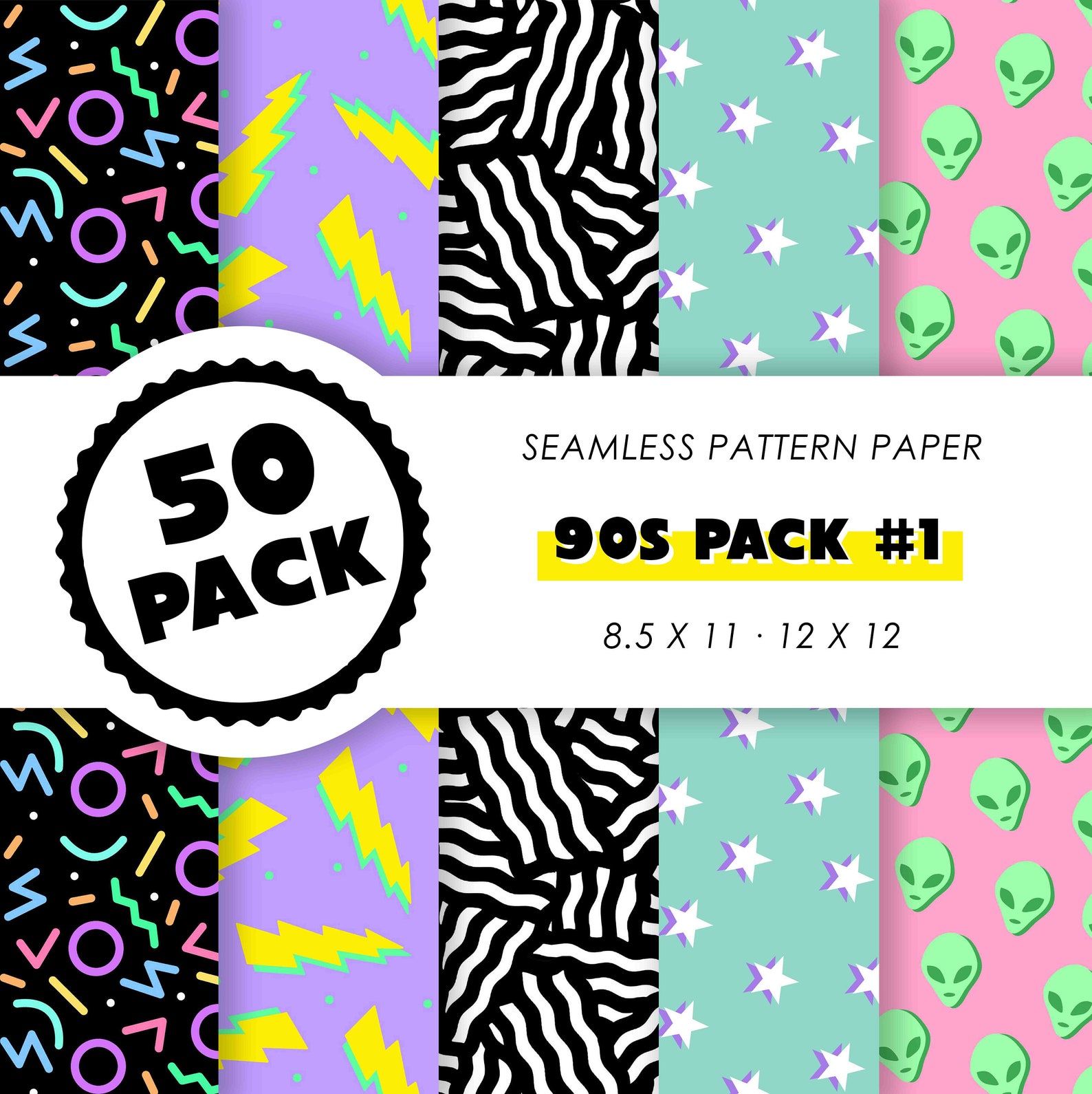Printable Seamless Patterns - 90s Pack - Digital Scrapbook Paper - Etsy