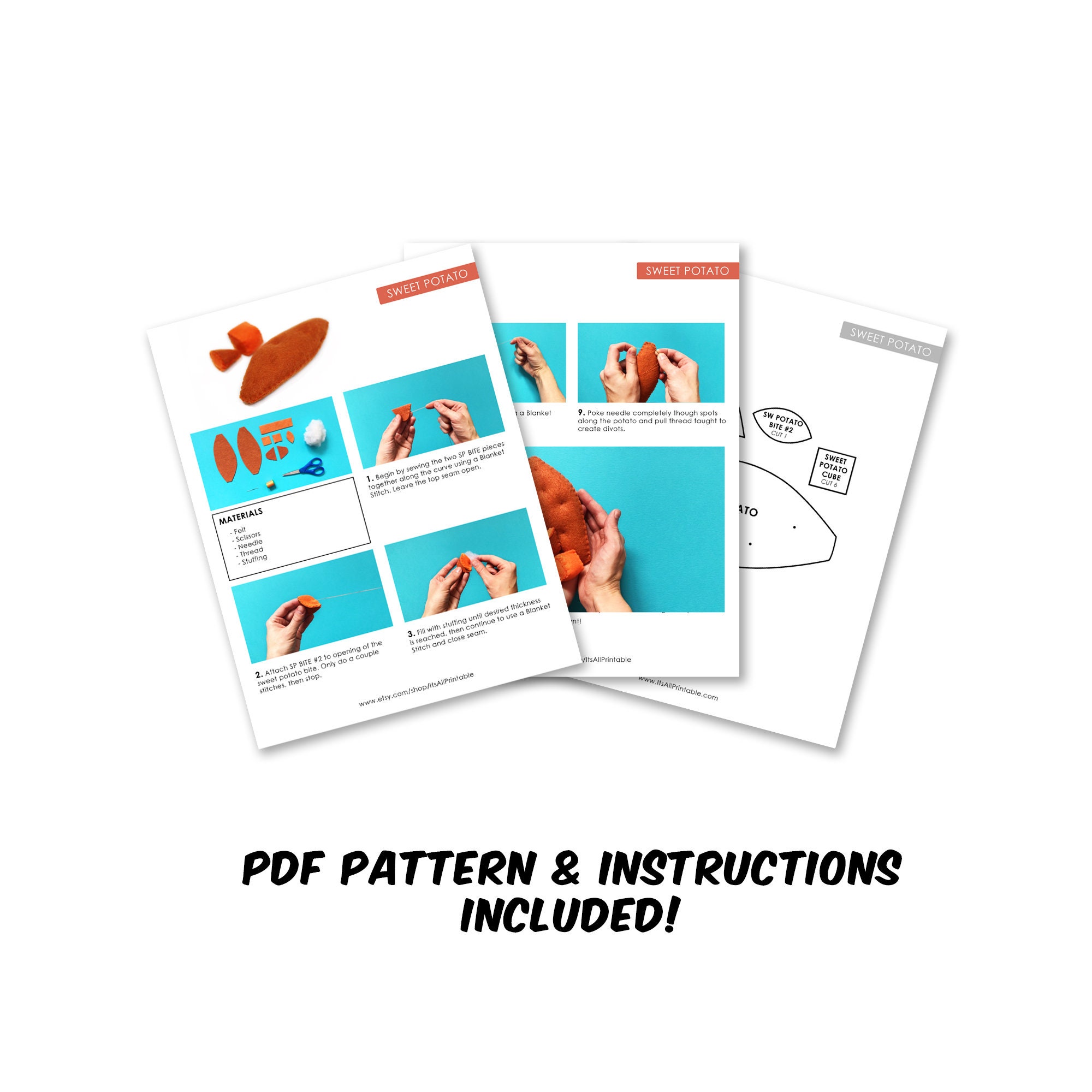 Sweet Potato PDF Felt Pattern - Easy Play Food DIY Template ...