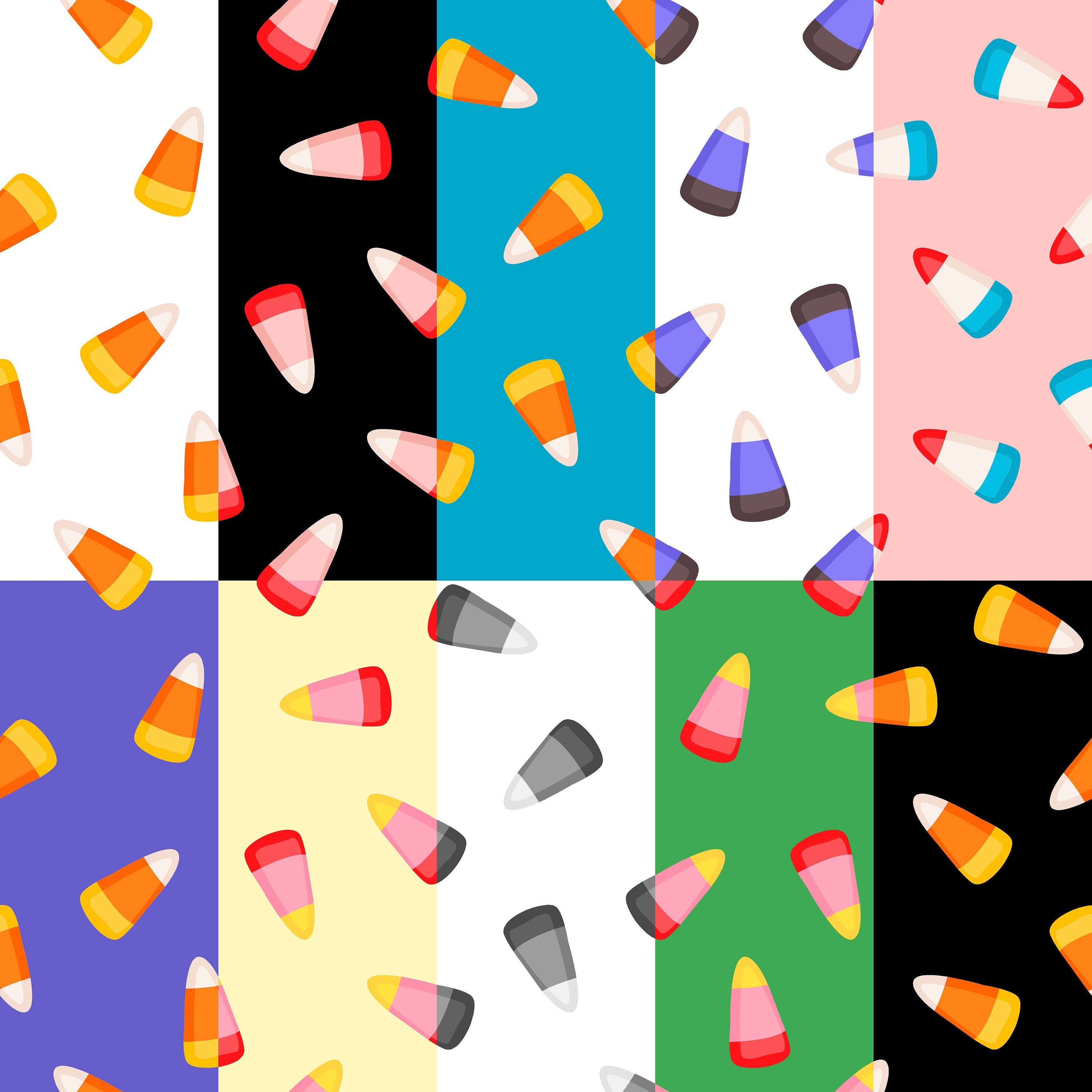 Printable Seamless Patterns - Candy Corn Halloween - Digital Scrapbook ...