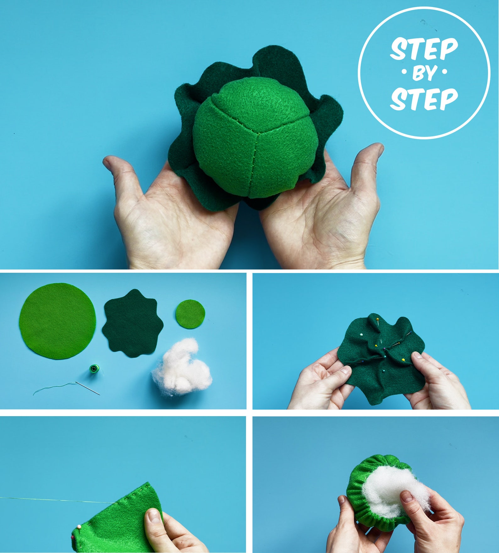 Cabbage PDF Felt Pattern - Easy Play Food DIY Template & Instructions ...