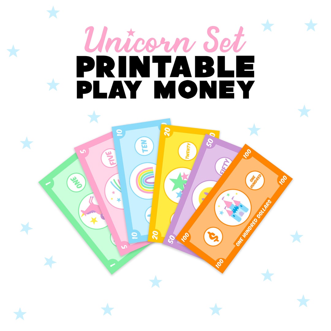 Kids Pretend Play Printable - Play Money - Unicorn Set - Etsy