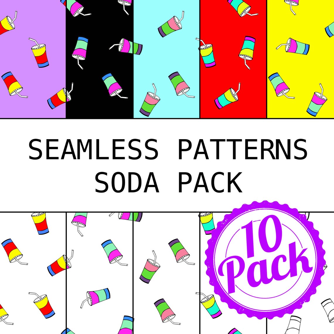 Printable Seamless Patterns Soda Pack Digital Scrapbook - Etsy