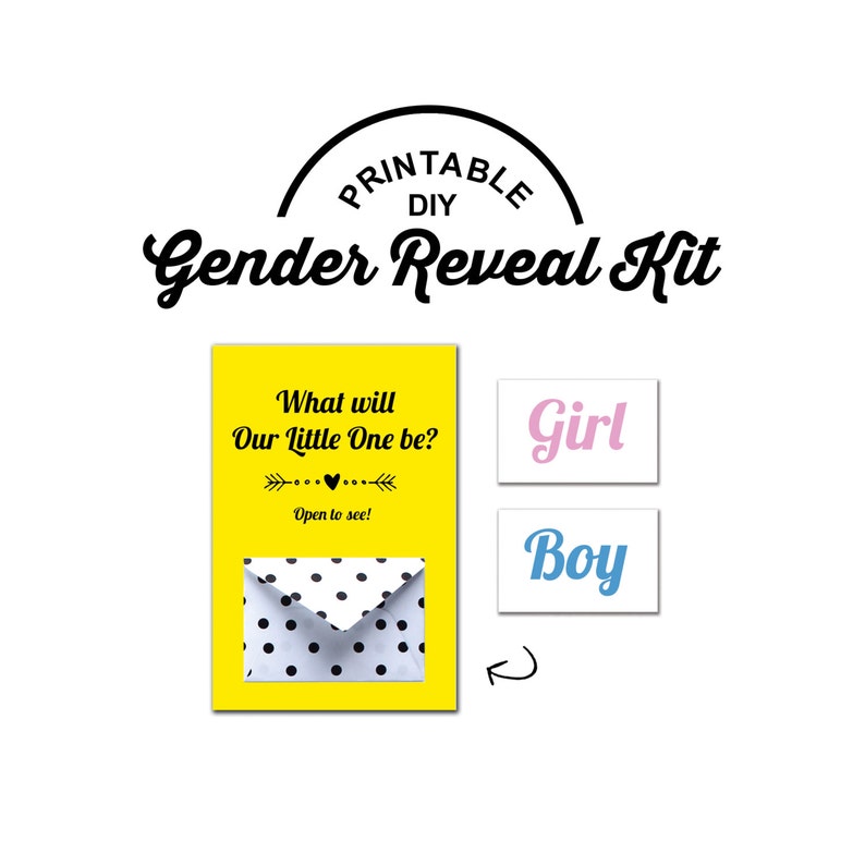 Printable Baby Gender Reveal Card Set - Baby Announcement Kit - Polka ...