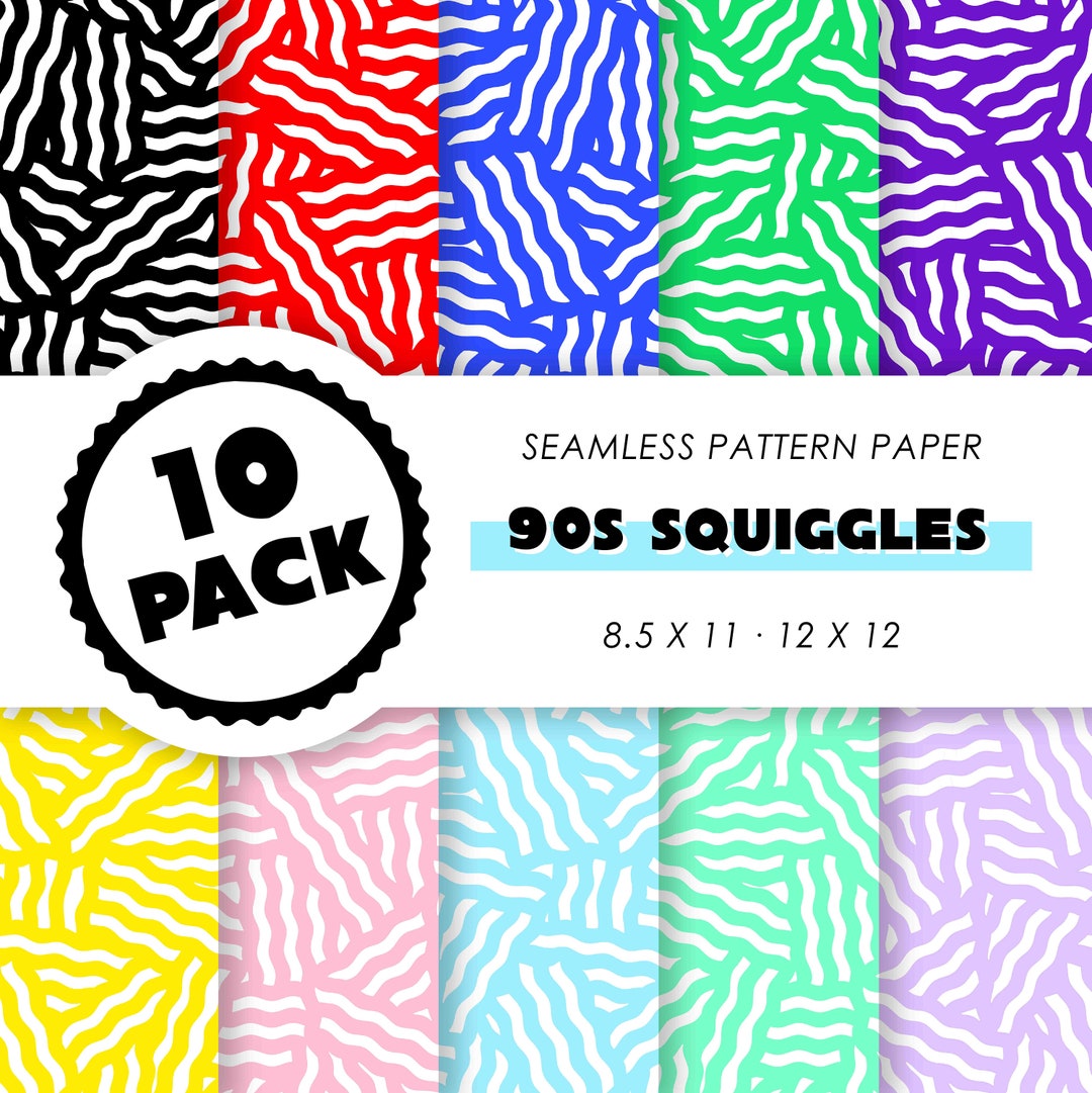 Printable Seamless Patterns - 90s Squiggles Pack - Digital Scrapbook ...