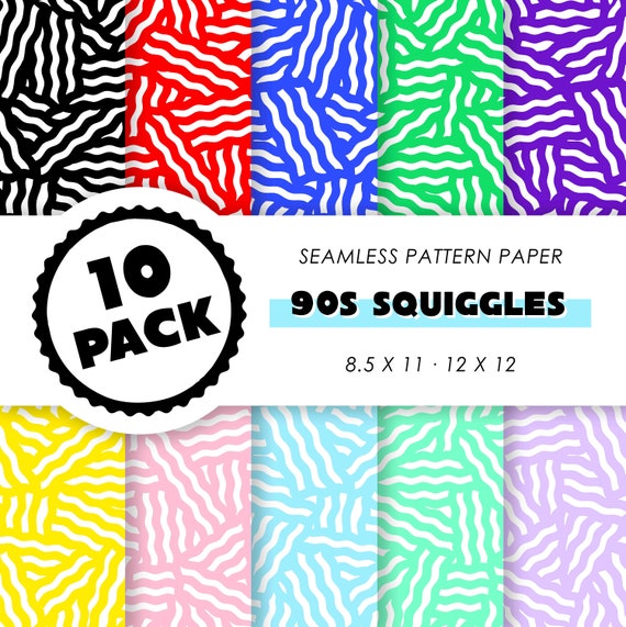 Printable Seamless Patterns 90s Squiggles Pack Digital | Etsy