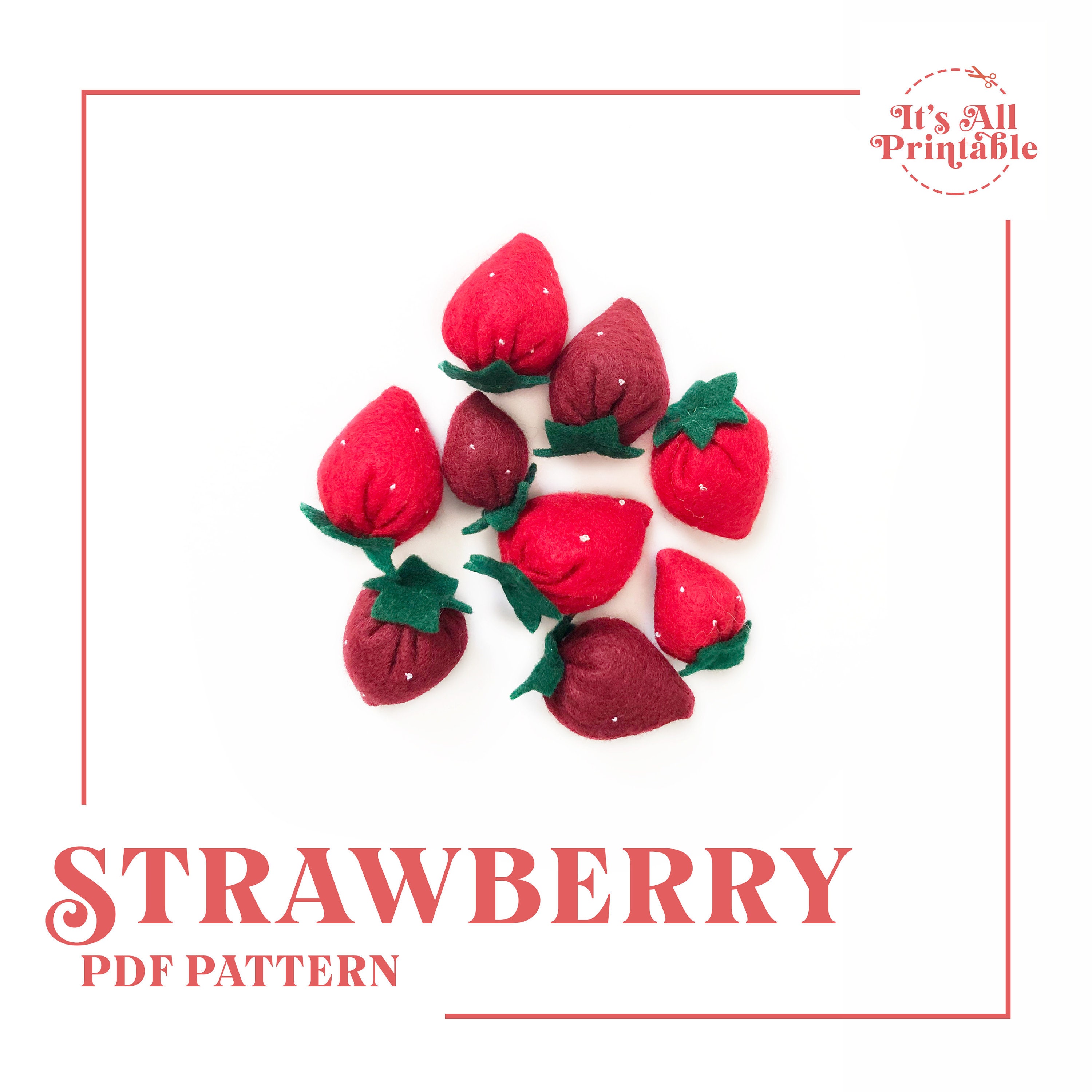 Strawberry PDF Felt Pattern Easy Play Food DIY Template & - Etsy