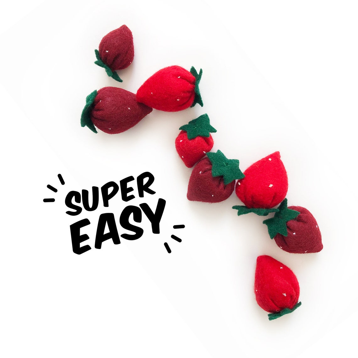 Strawberry PDF Felt Pattern Easy Play Food DIY Template & | Etsy