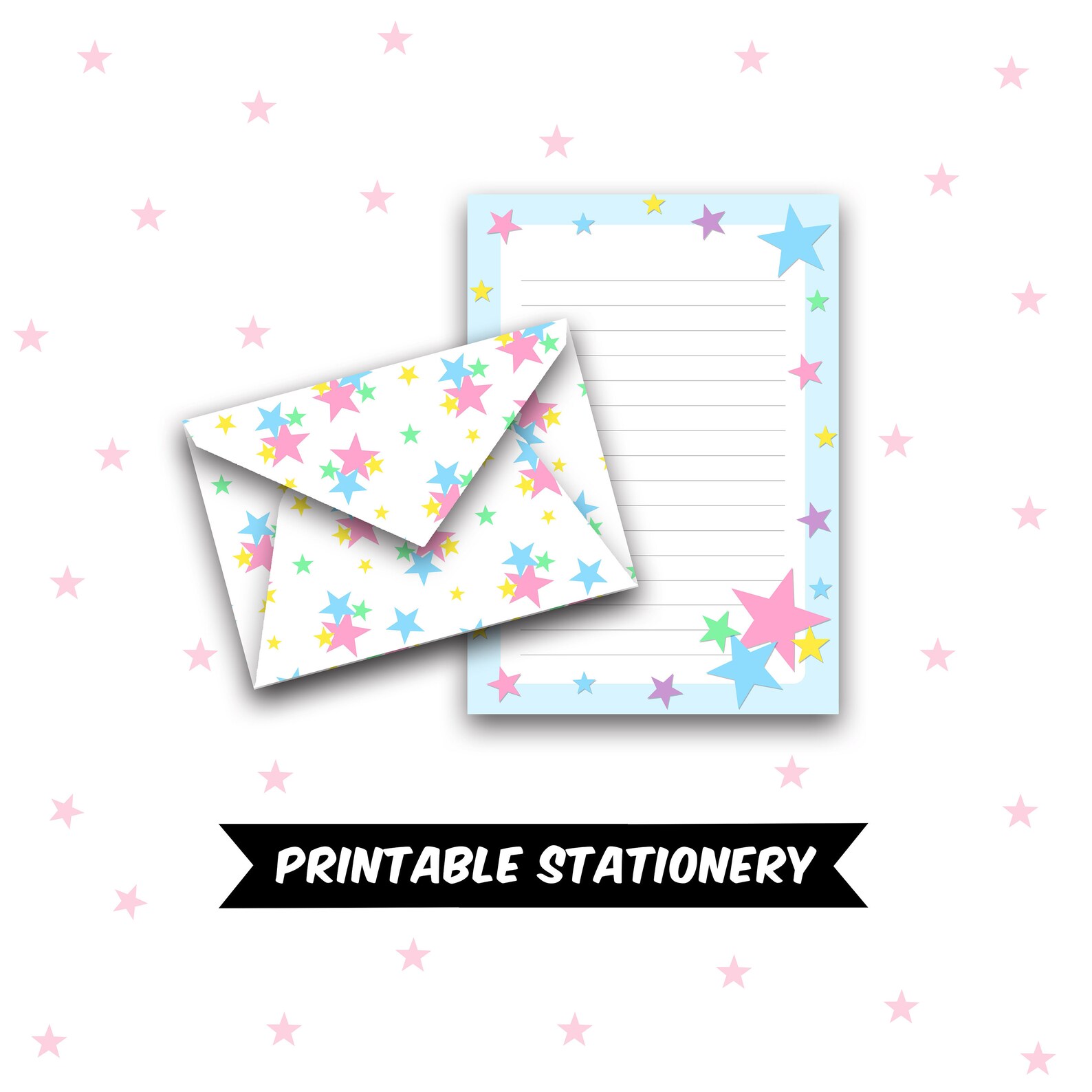 Printable Stationery Set - Stars - Notes / Card / Gift Tag / Envelope ...