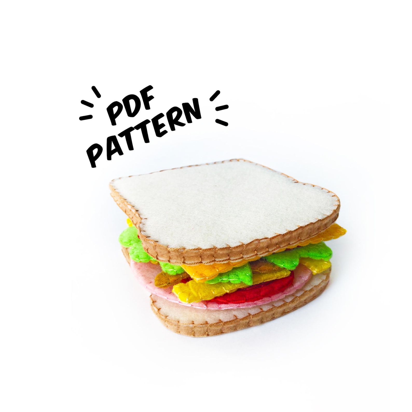 Sandwich Set PDF Felt Pattern - Easy Play Food DIY Template ...