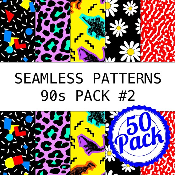 Printable Seamless Patterns 90s Pack 2 Digital Scrapbook | Etsy