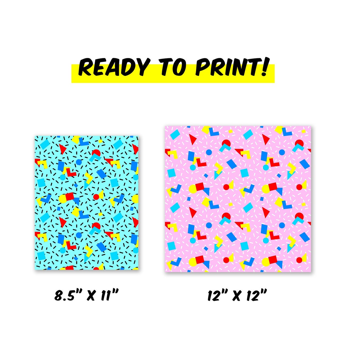 Printable Seamless Patterns 90s Shapes Pack Digital Scrapbook Paper - Etsy