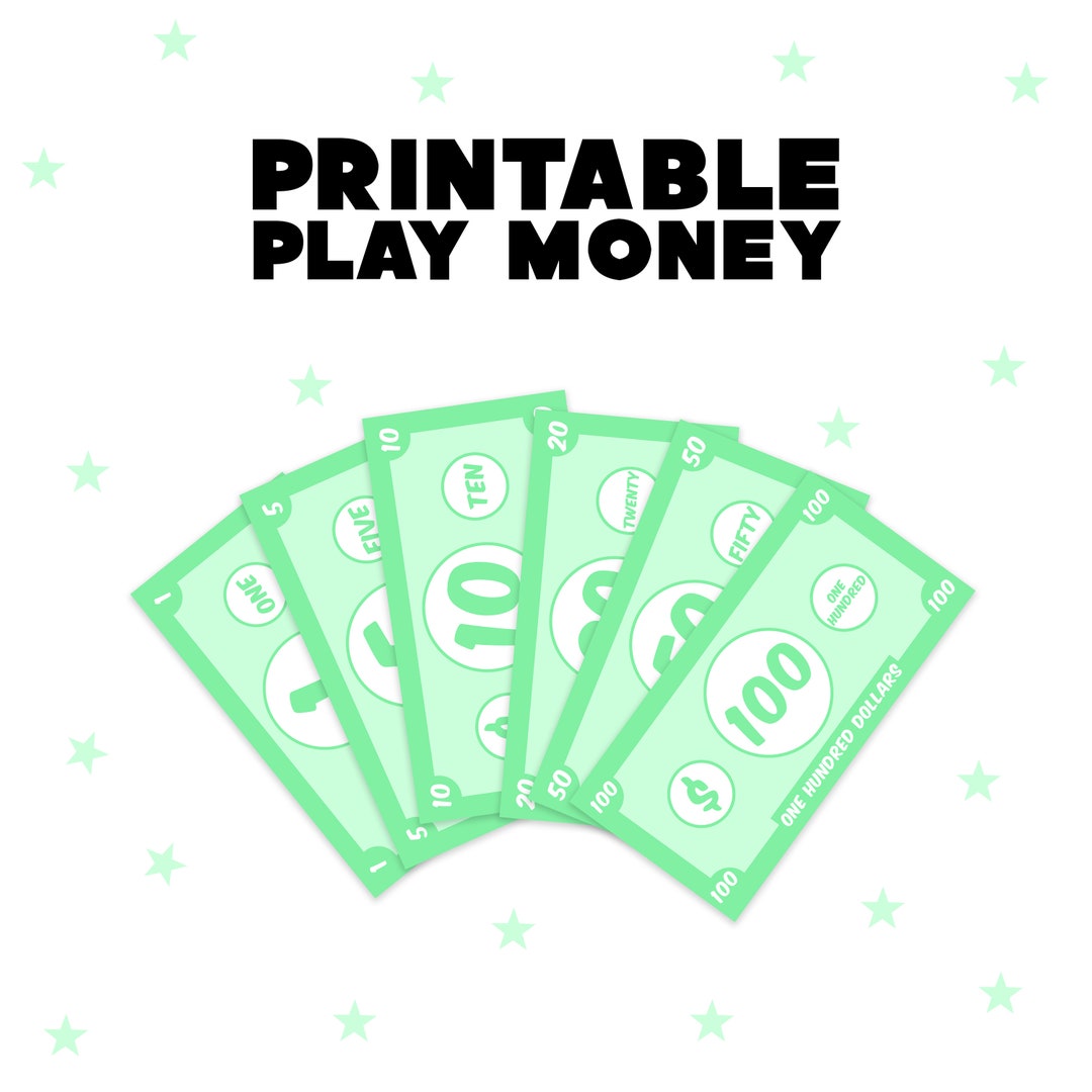 Kids Pretend Play Printable - Play Money - Basic Green Set - Etsy