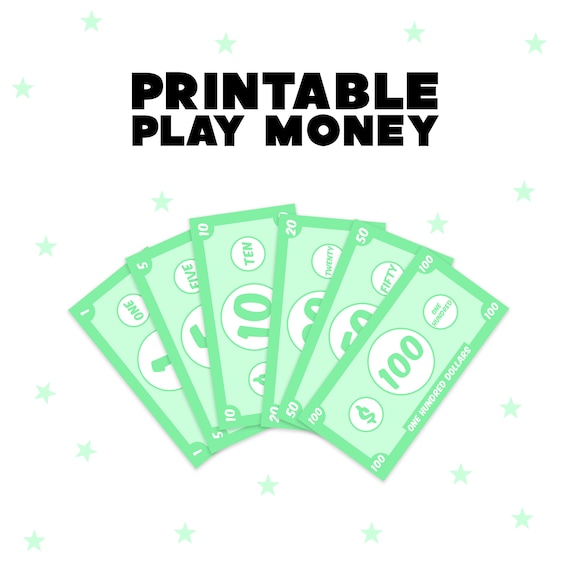 Kids Pretend Play Printable Play Money Basic Green Set - Etsy