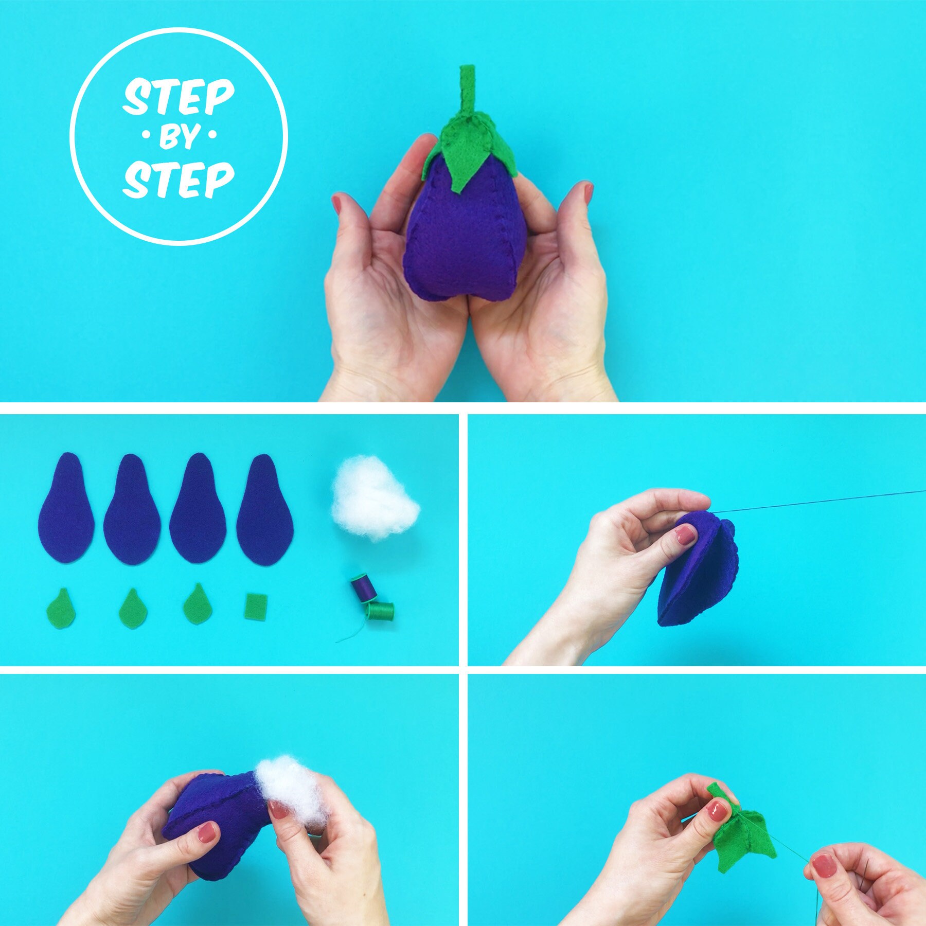 Eggplant PDF Felt Pattern Easy Play Food DIY Template & - Etsy